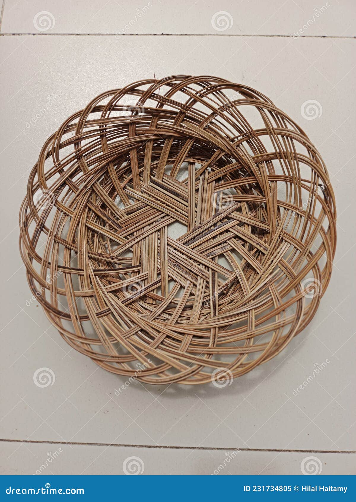 The Plate is Made of Woven Rattan, Natural, Unique Texture. Stock Image ...