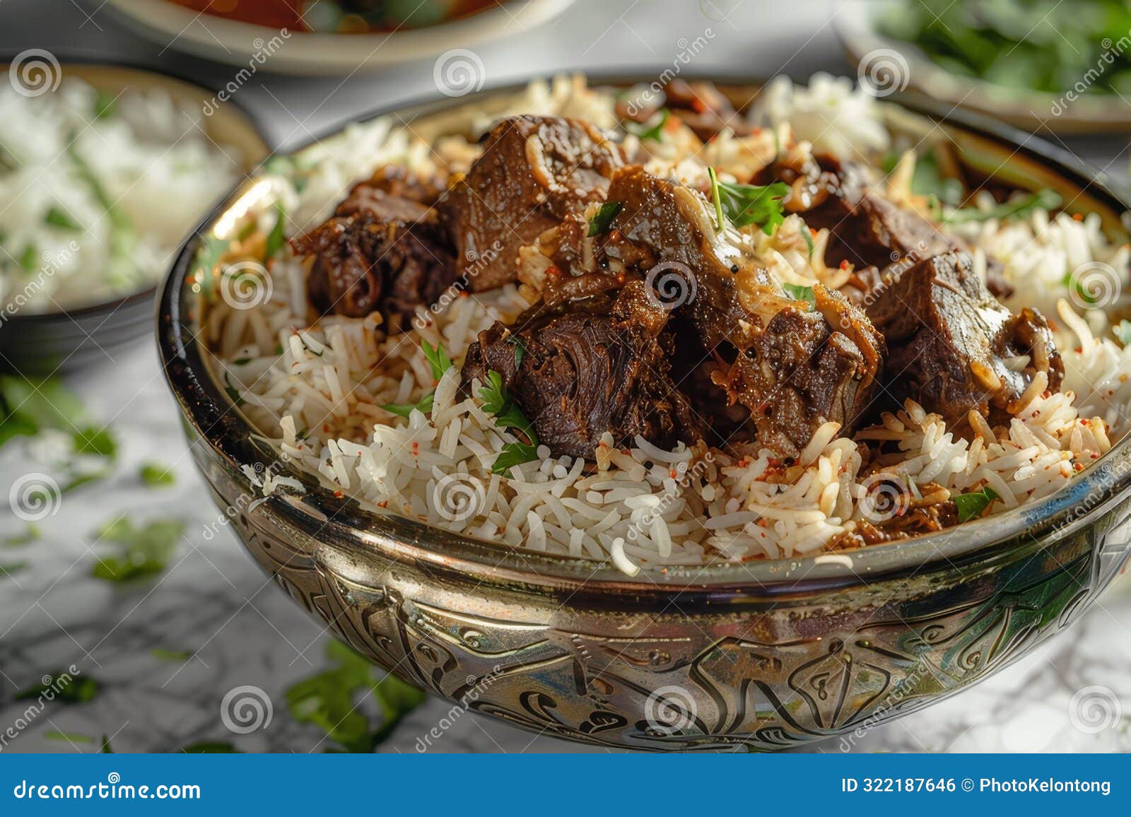 A Plate of Mandi Rice or Mandhi on a Marble Countertop Stock ...