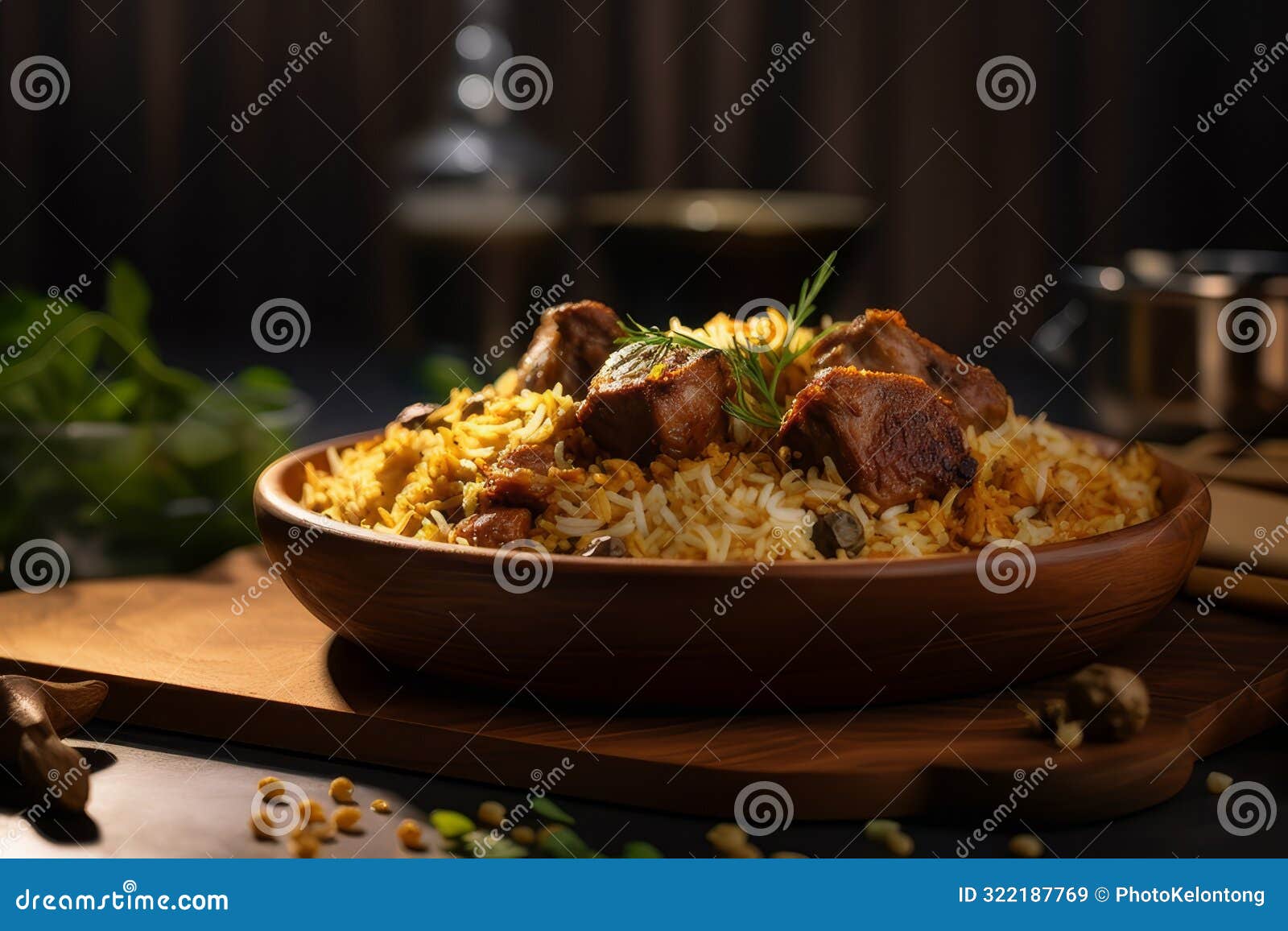 A Plate of Mandi Rice or Mandhi on a Marble Countertop Stock ...