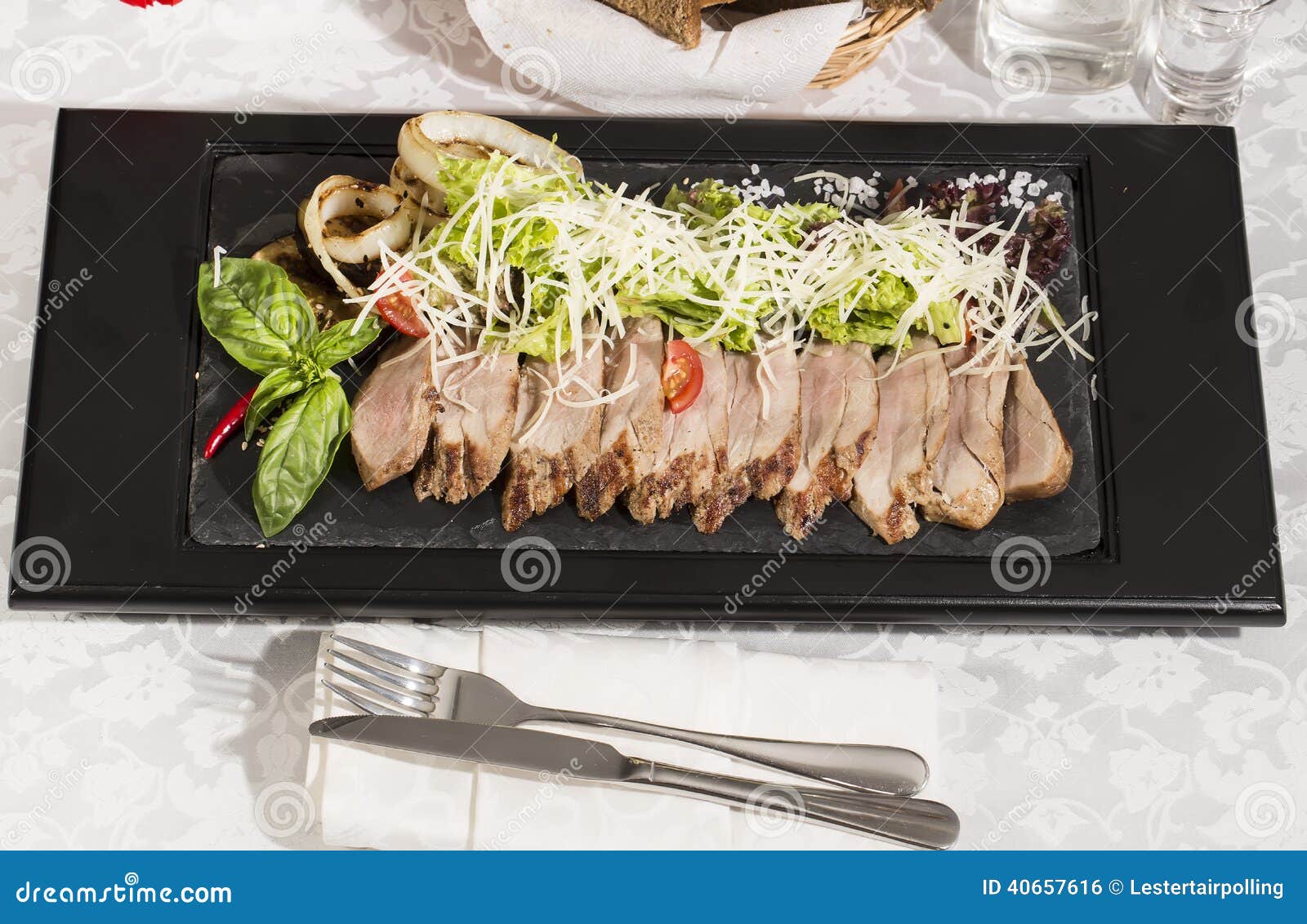 Plate of Meat and Vegetables Stock Photo - Image of color, lettuce ...