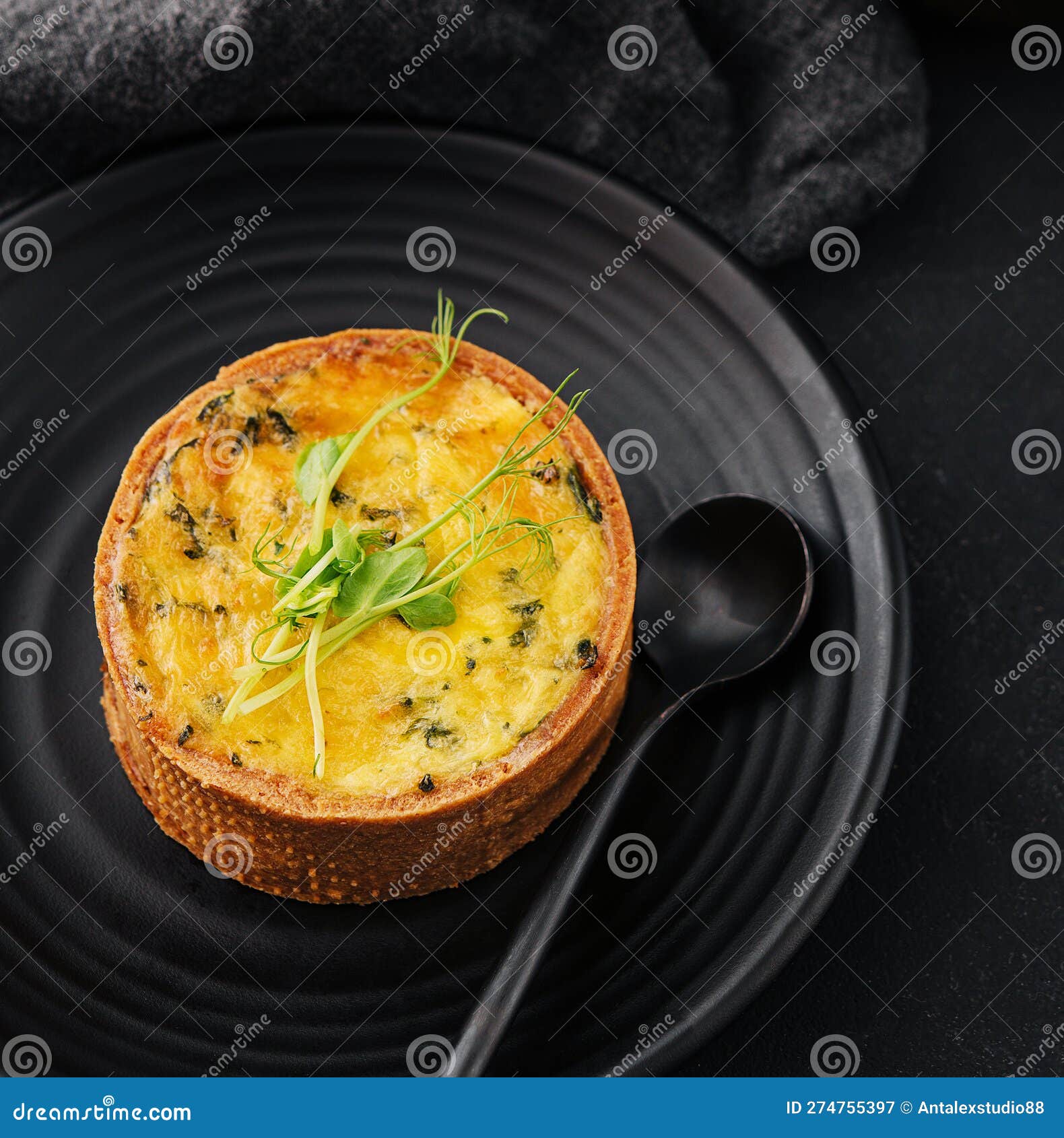 Plate of Mini Quiche on Black Plate Stock Image - Image of catering ...