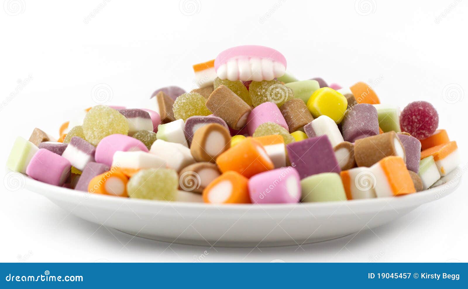 Plate of Mixed Sweets with Teeth Stock Image - Image of confectionery ...
