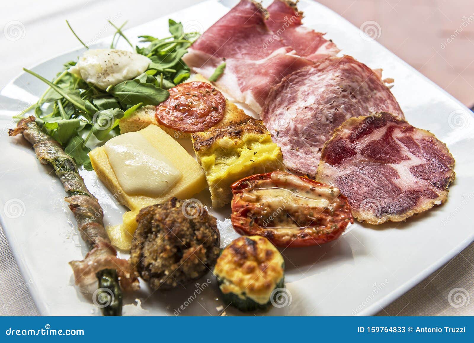 Plate with Mixed Tuscan Appetizer Stock Image - Image of appetizer ...