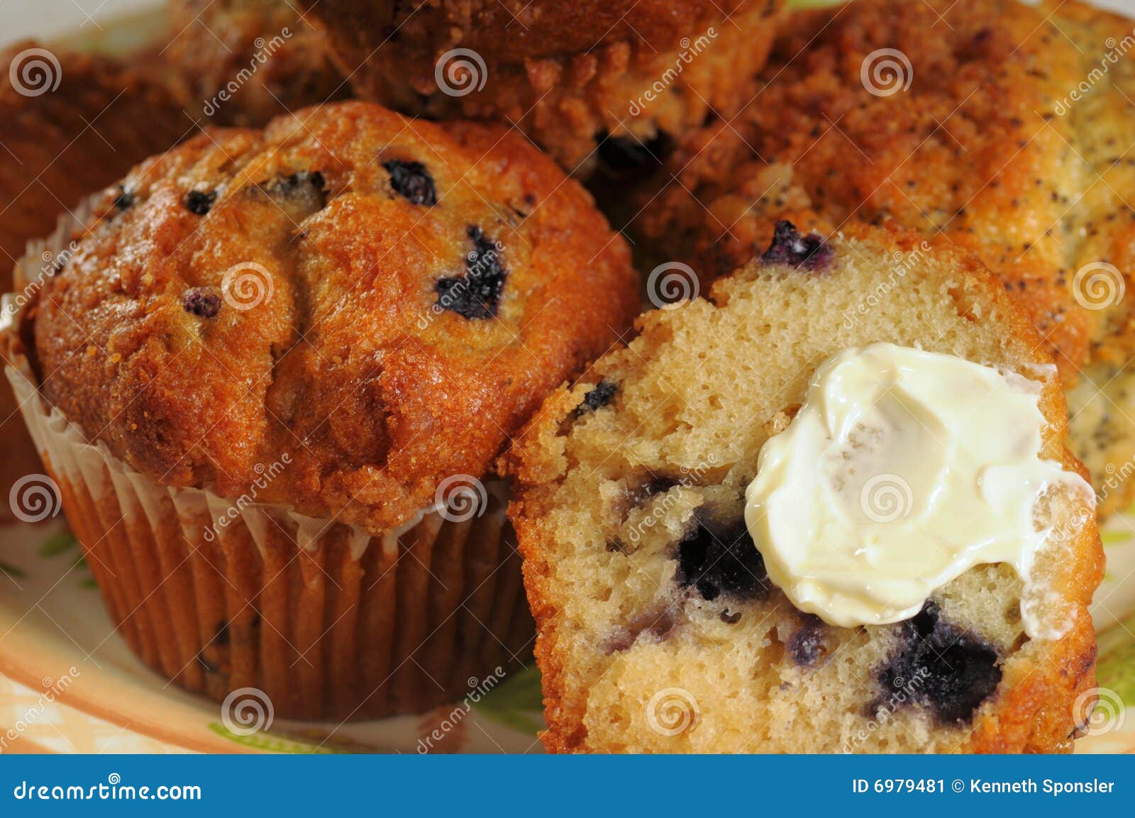 Plate of muffins stock image. Image of breakfast, margarine - 6979481