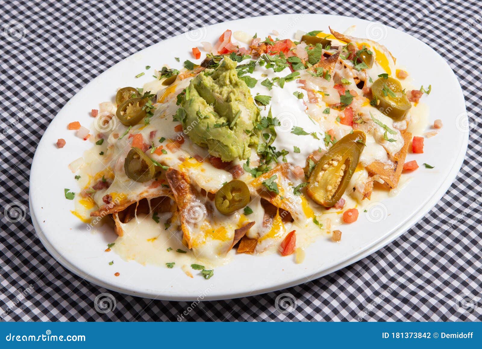 Plate of nachos stock photo. Image of lunch, plate, nacho - 181373842