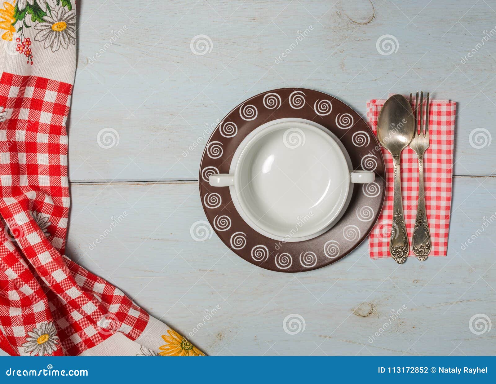 Plate with napkin on table stock photo. Image of healthy - 113172852