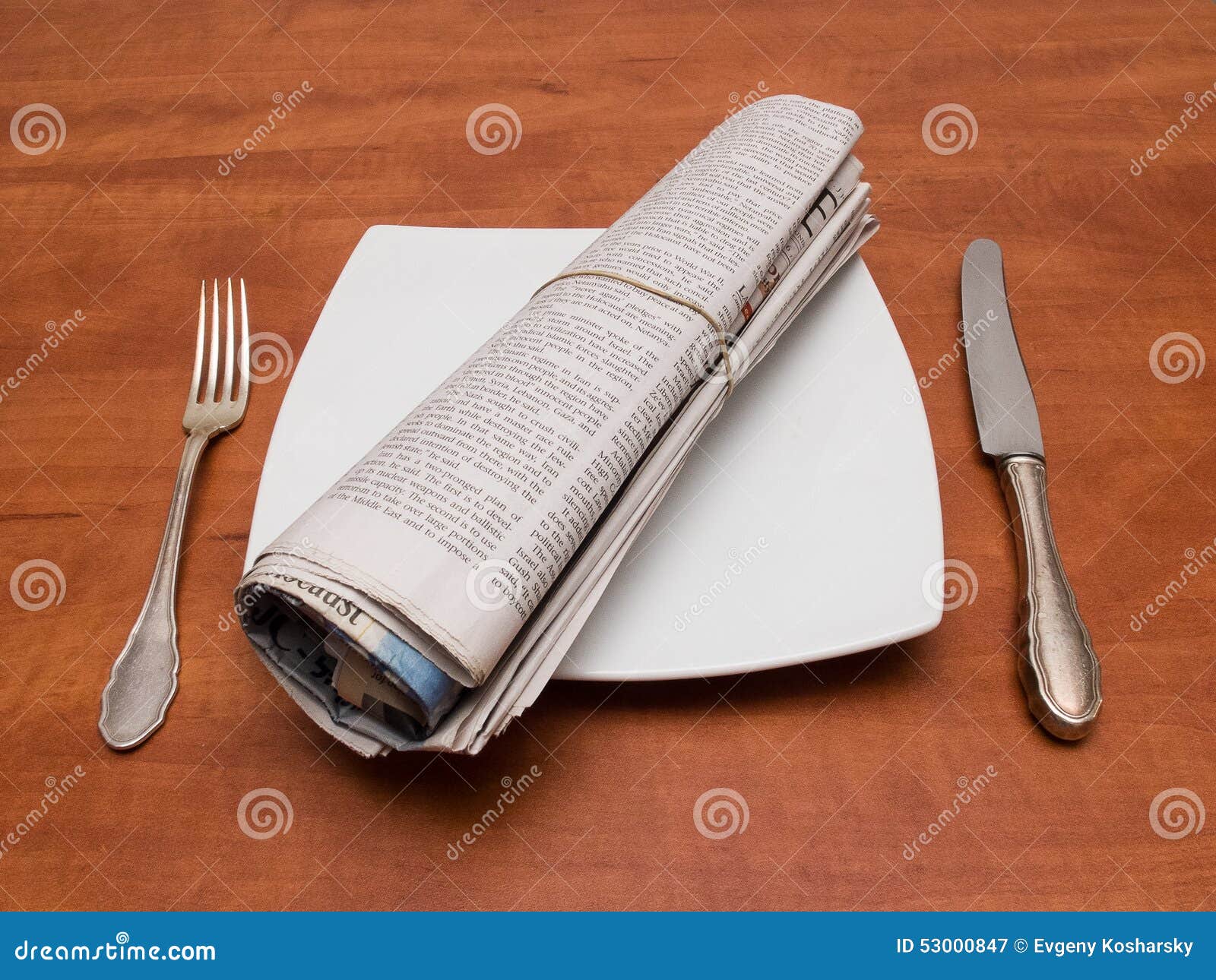 Plate with newspaper. stock image. Image of plate, abstract - 53000847