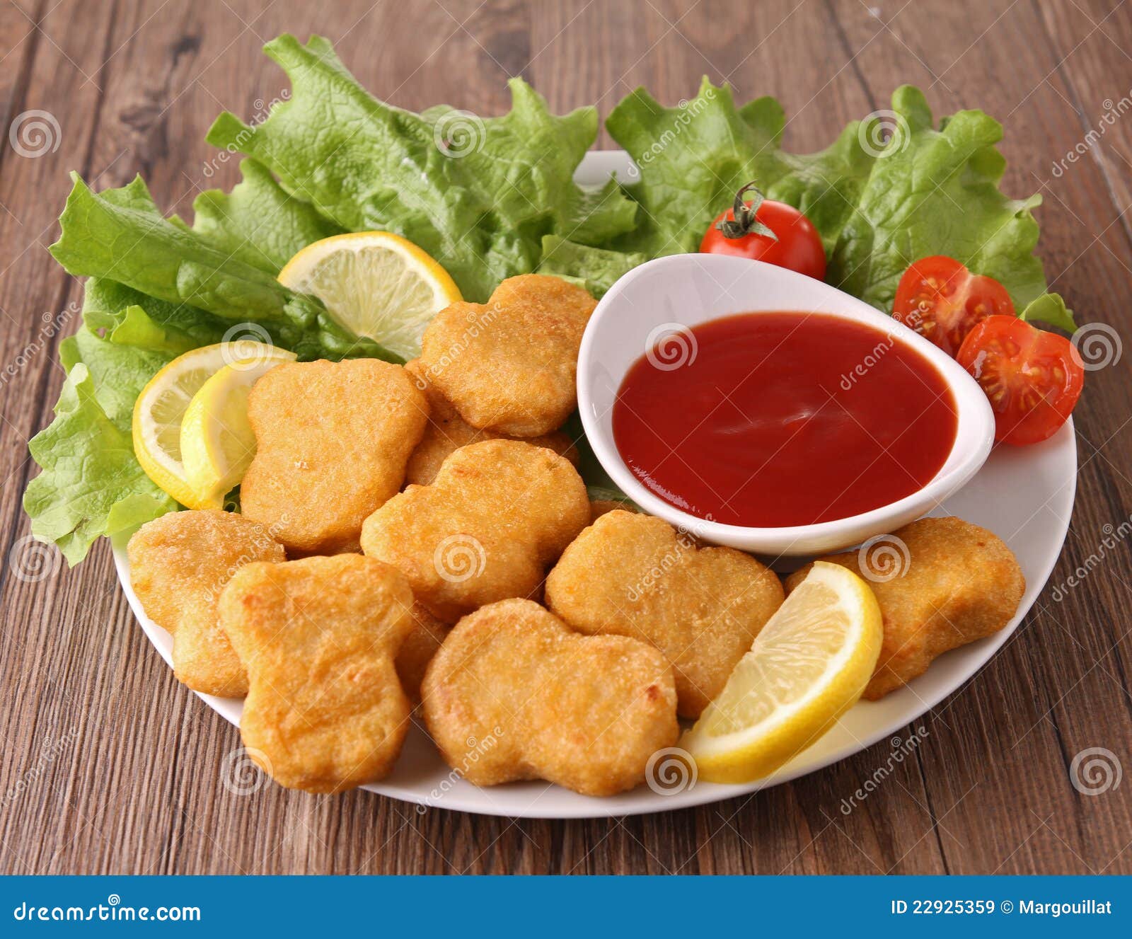 Plate of nuggets stock image. Image of nuggets, salad - 22925359