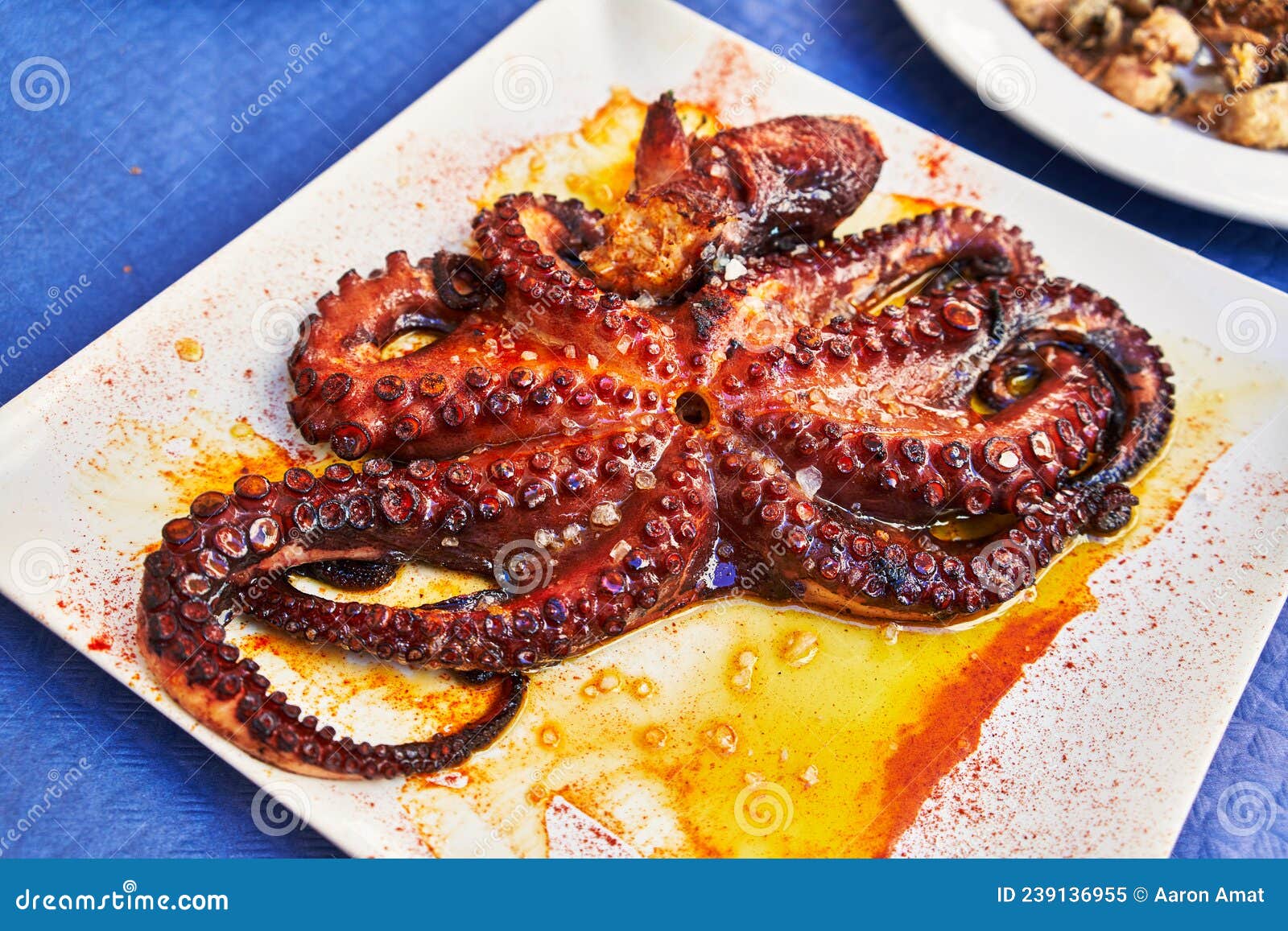 Plate of Octopus on Paper Surface Stock Image - Image of tentacle, diet ...