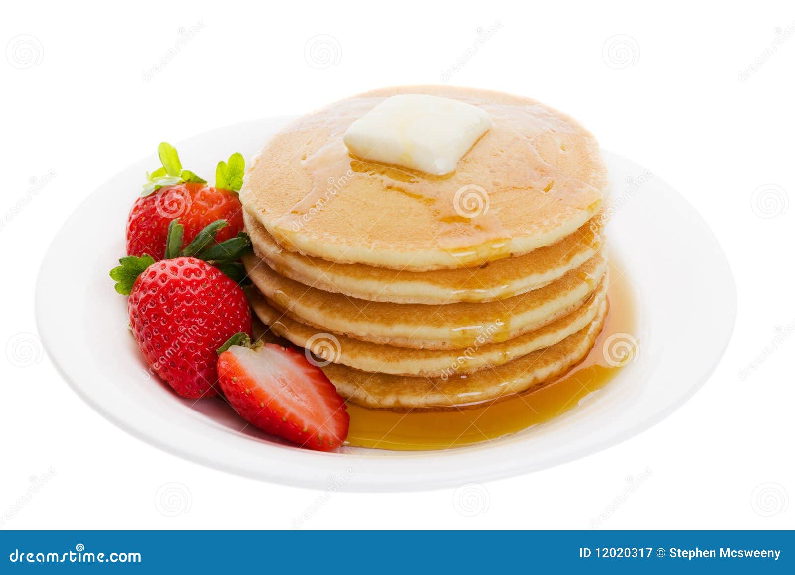Plate Of Pancakes With Whipped Cream And Vanilla And Caramel Syrup ...