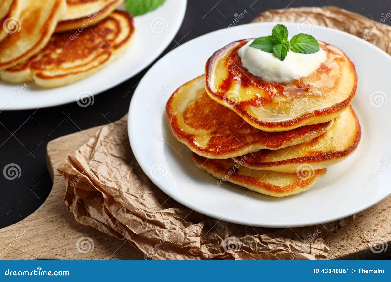Plate of pancakes stock image. Image of thin, piled, delicious - 43840861