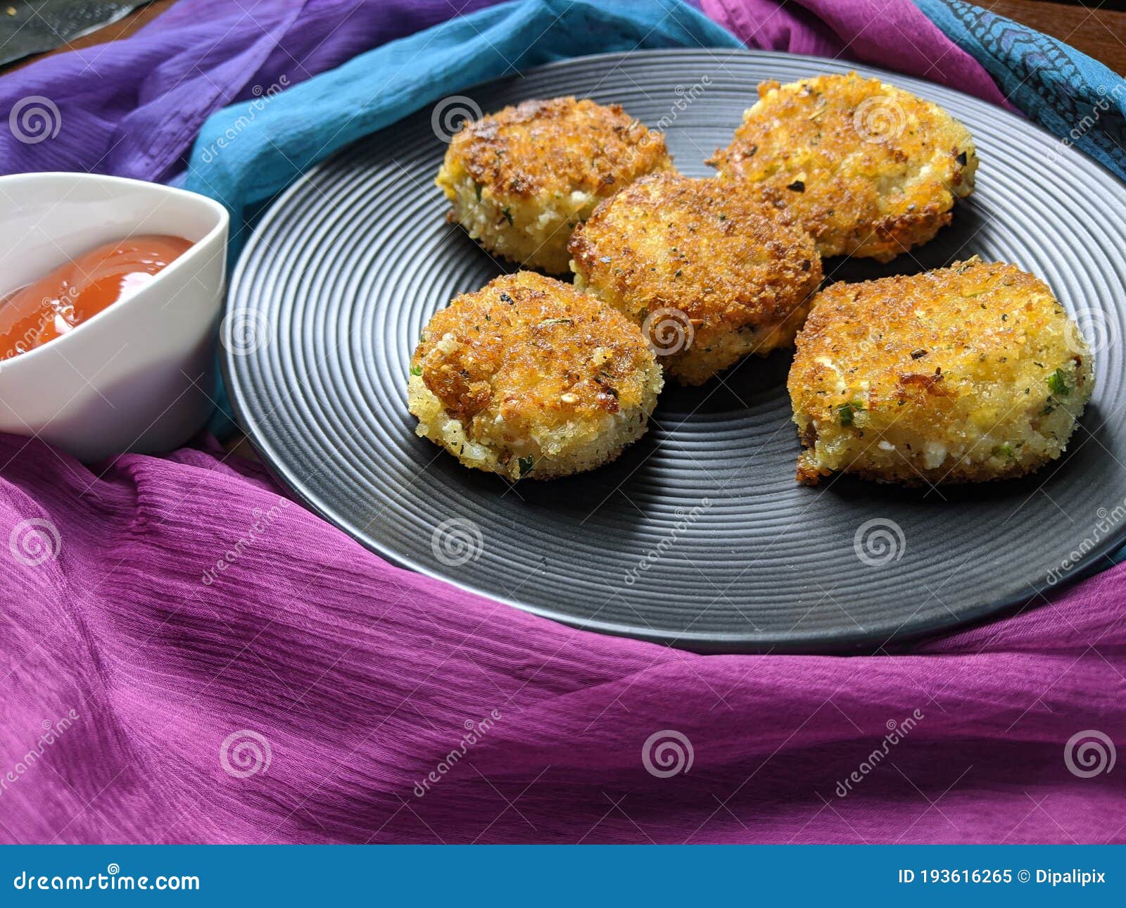 A Plate with Paneer Cutlet, a Breaded Crispy Patty Stock Image - Image ...