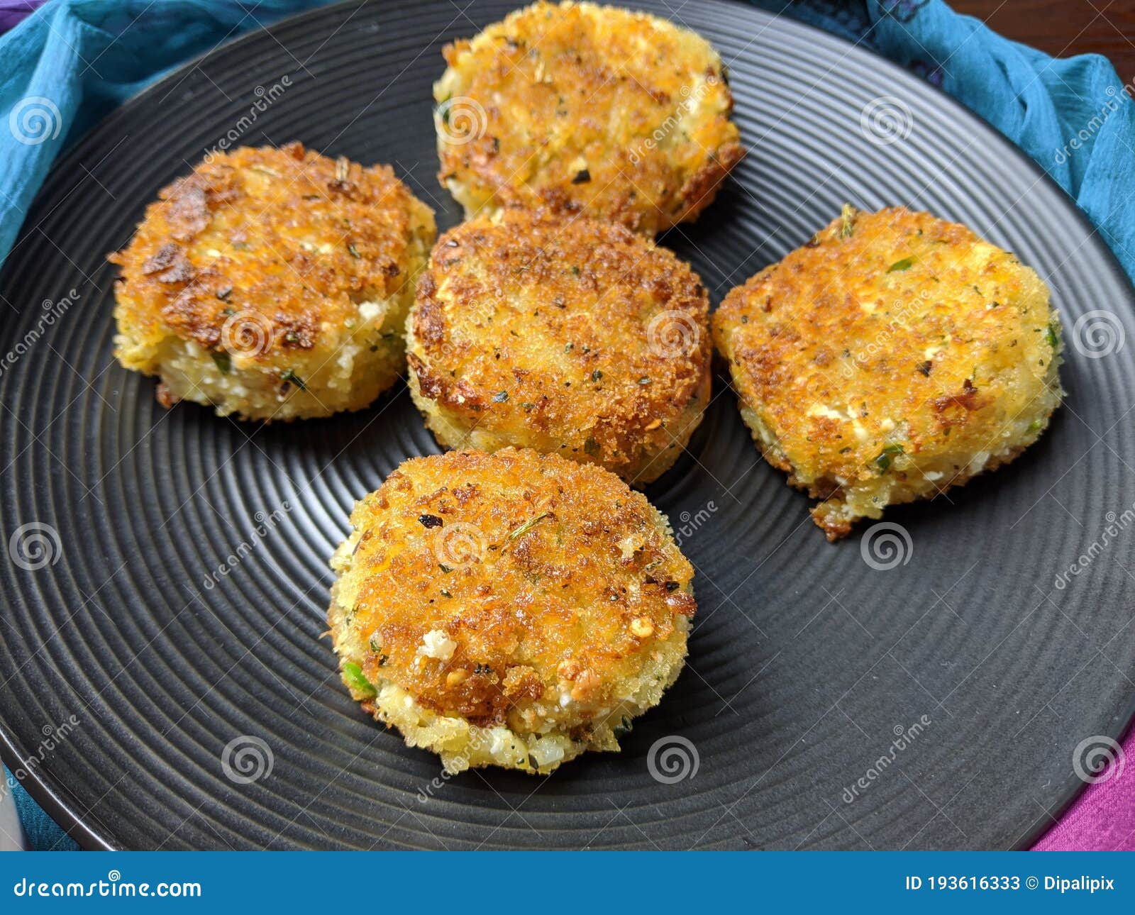 A Plate with Paneer Cutlet, a Breaded Crispy Patty Stock Image - Image ...