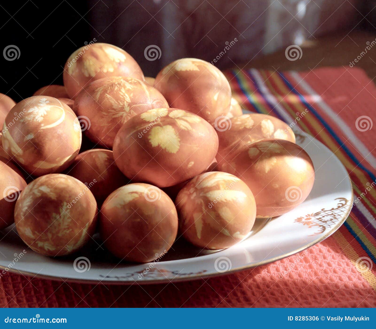 Plate with pasch eggs stock photo. Image of light, boiled - 8285306