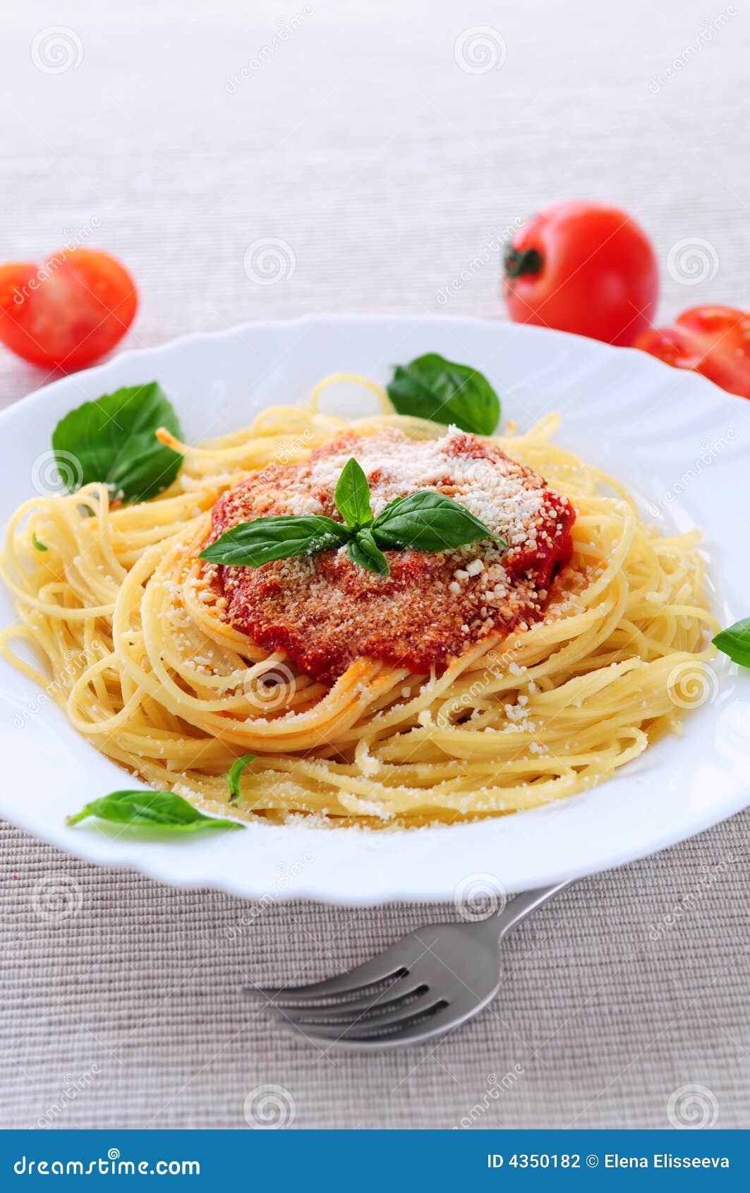 Plate of pasta stock photo. Image of basil, fresh, cheese - 4350182