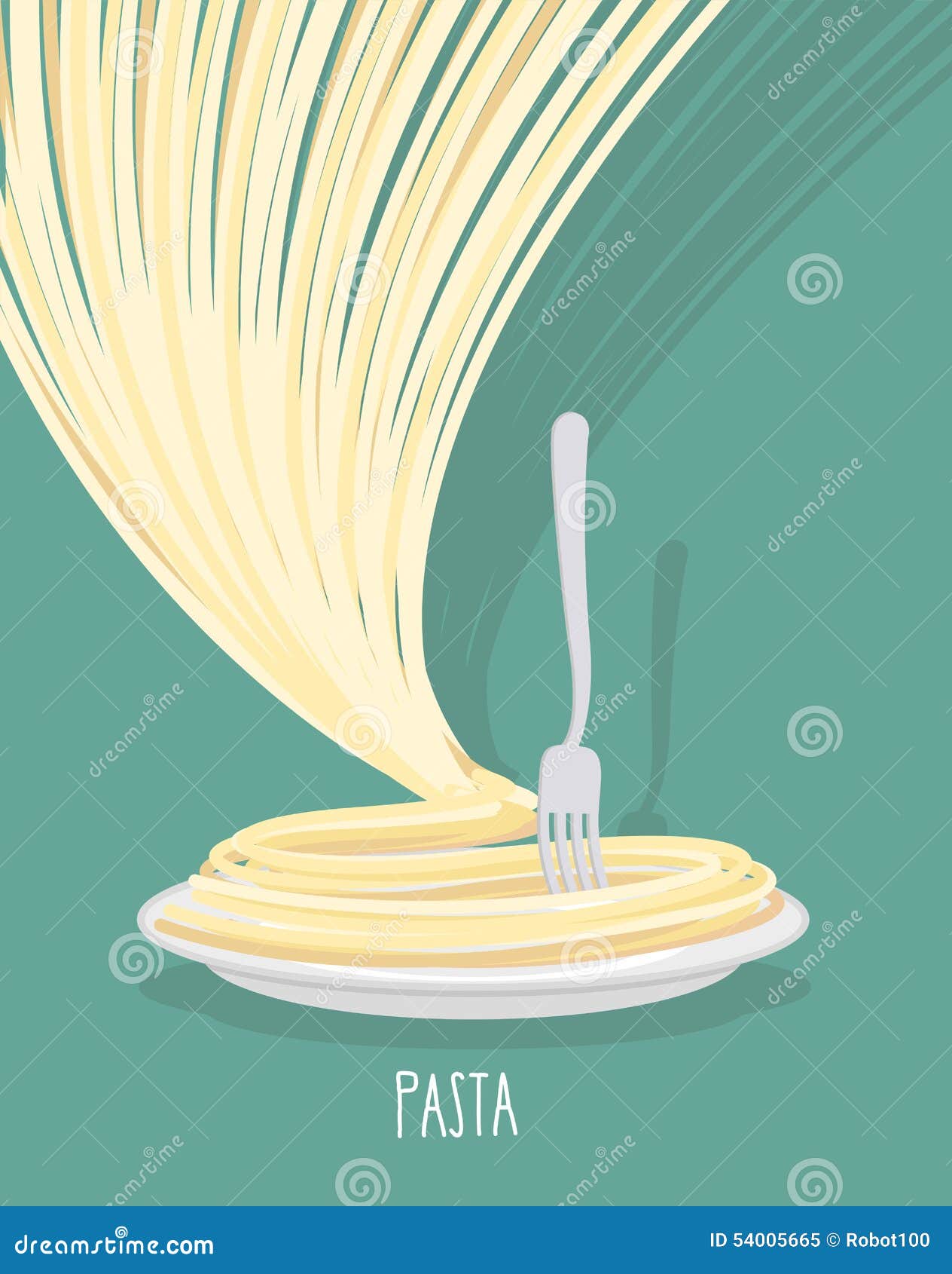 Plate of Pasta. a Dish of Spaghetti. Vector Illustration Stock Vector ...