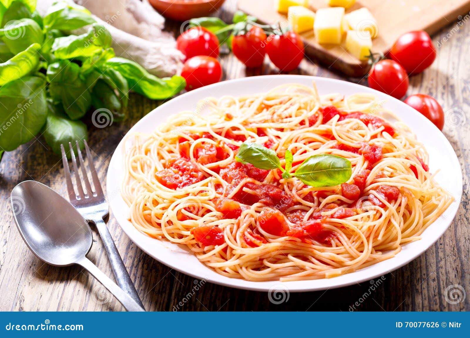 Plate of Pasta with Tomato Sauce Stock Photo - Image of dinner ...