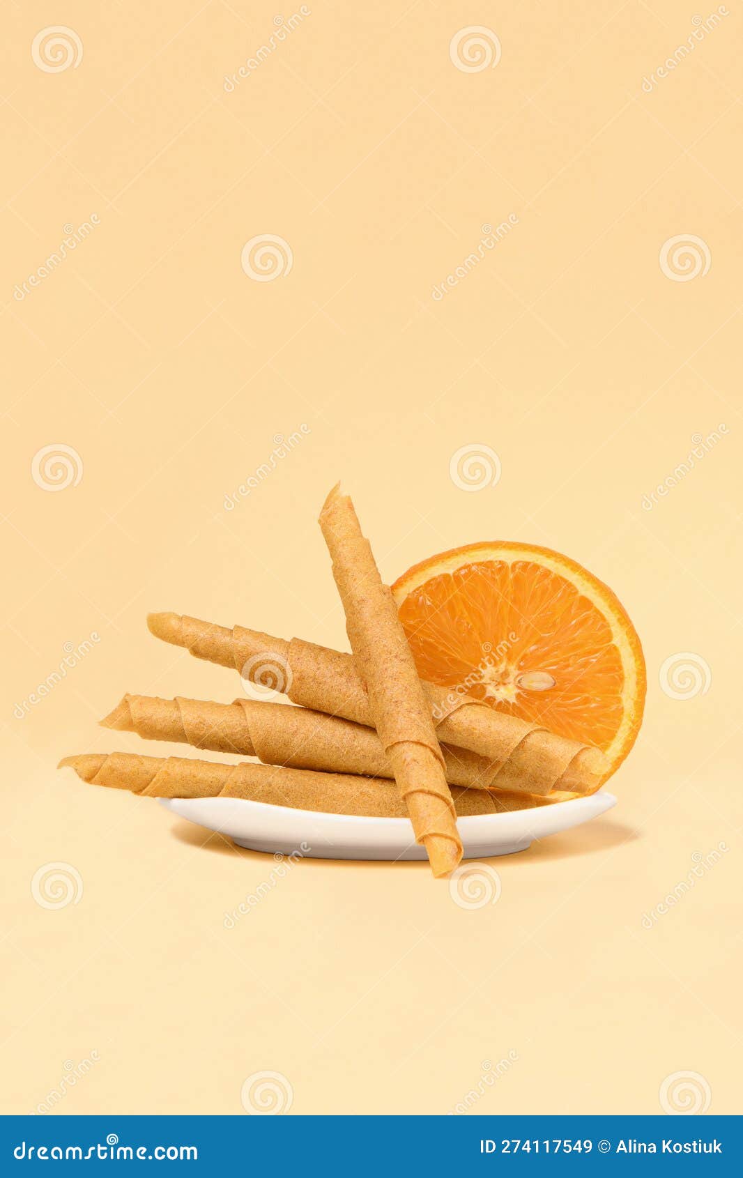 A Plate of Pastila with Orange on a Beige Background. Free Space for ...