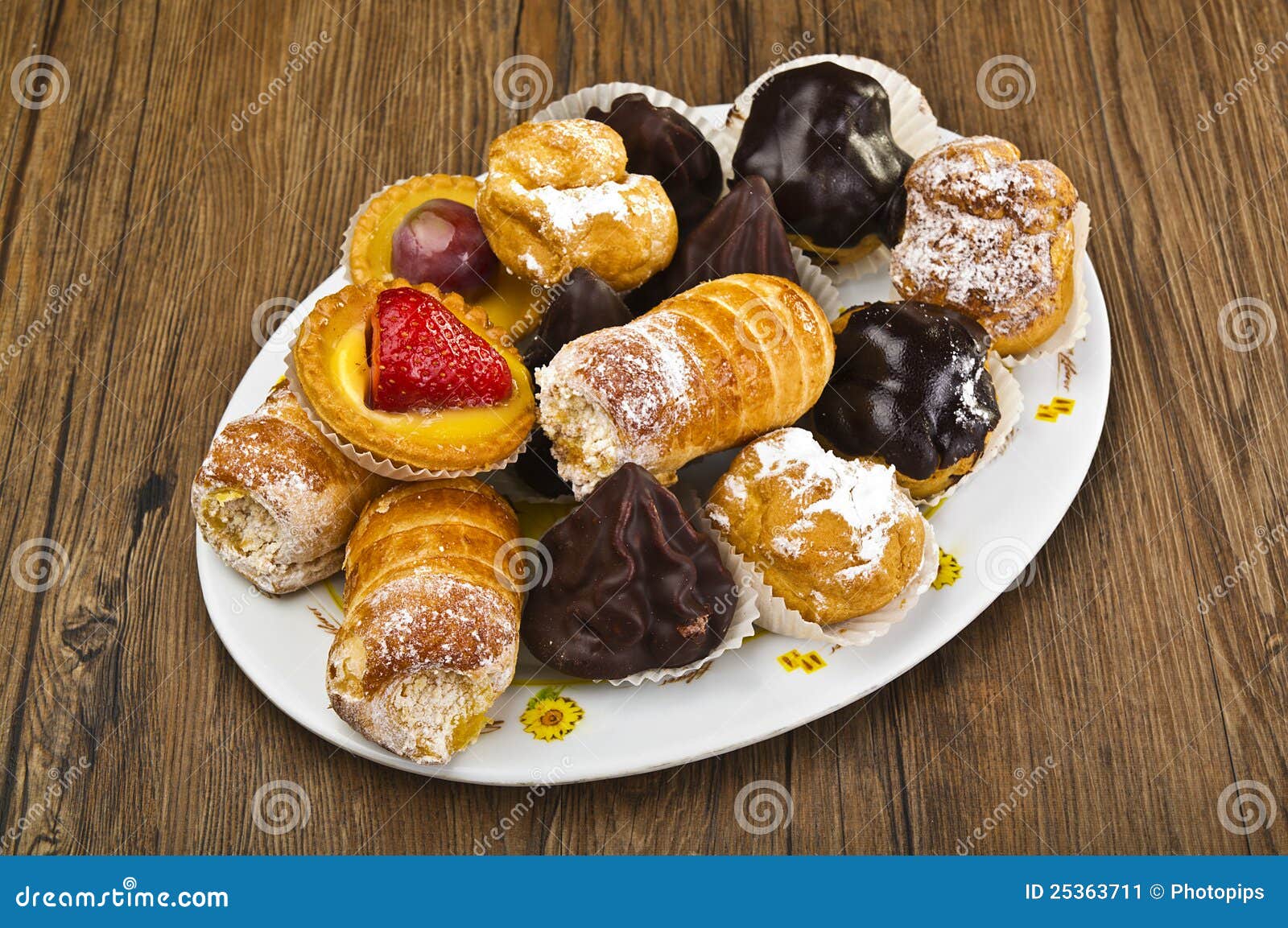 Plate of pastries stock image. Image of slice, fruit - 25363711