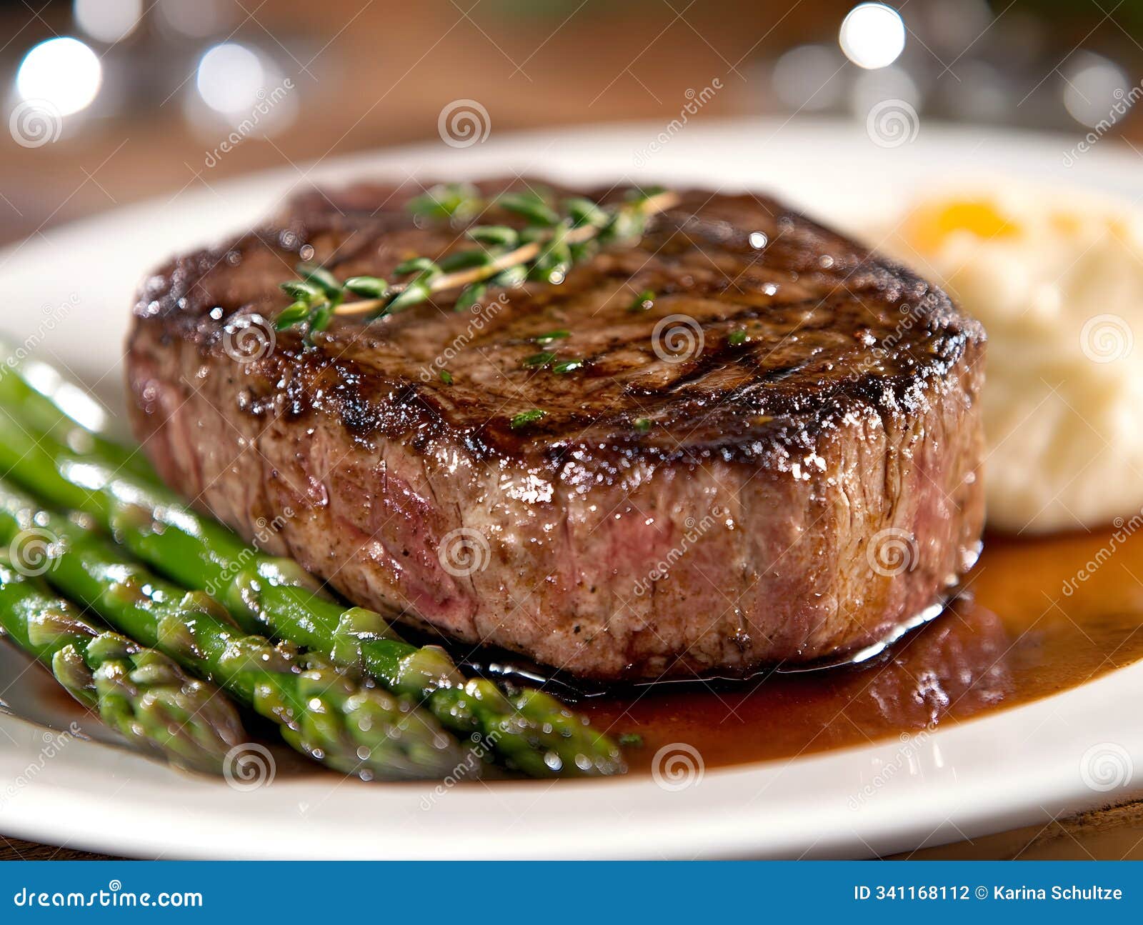 A Plate of Perfectly Cooked Steak with a Side of Apsara Stock ...
