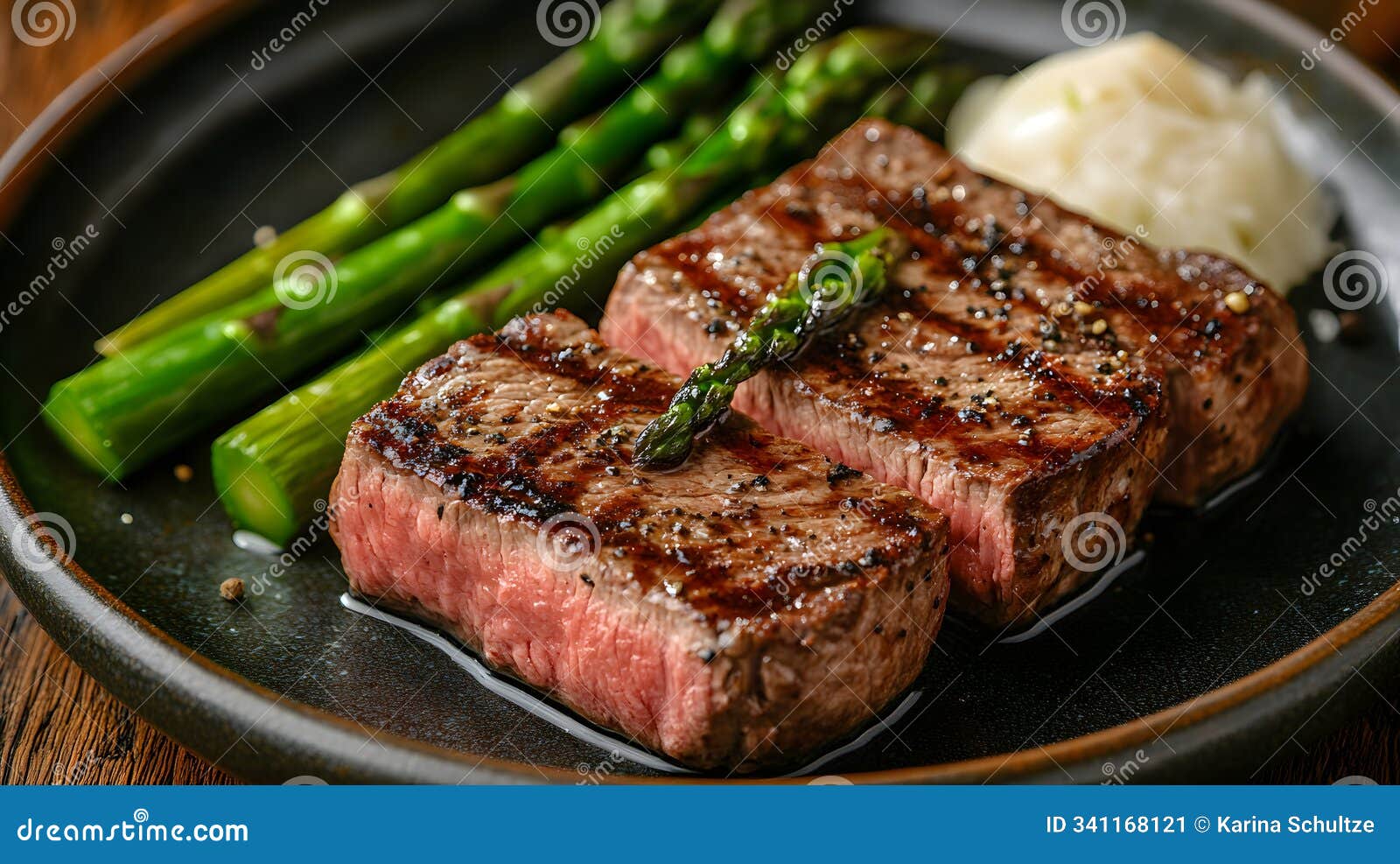 A Plate of Perfectly Cooked Steak with a Side of Apsara Stock ...