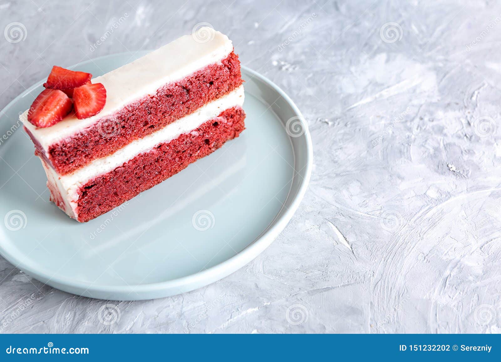 Plate with Piece of Delicious Strawberry Cake on Light Table Stock ...
