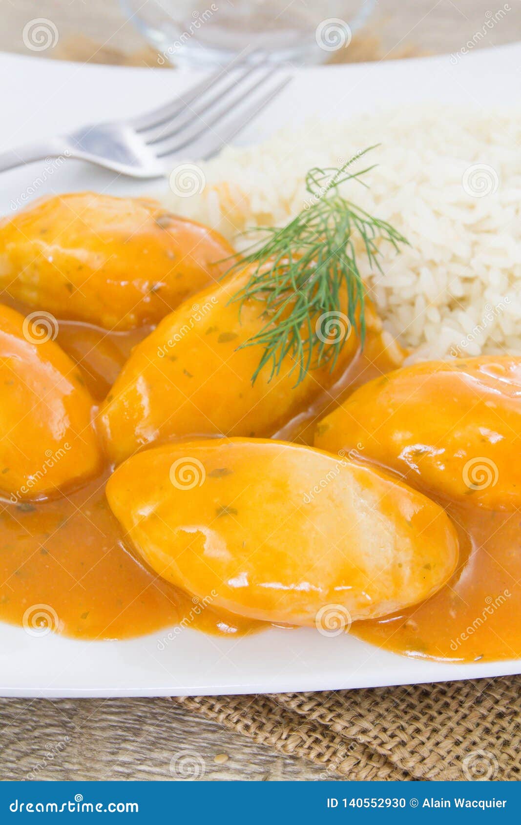 Quenelle of pike and rice stock photo. Image of fancy - 140552930