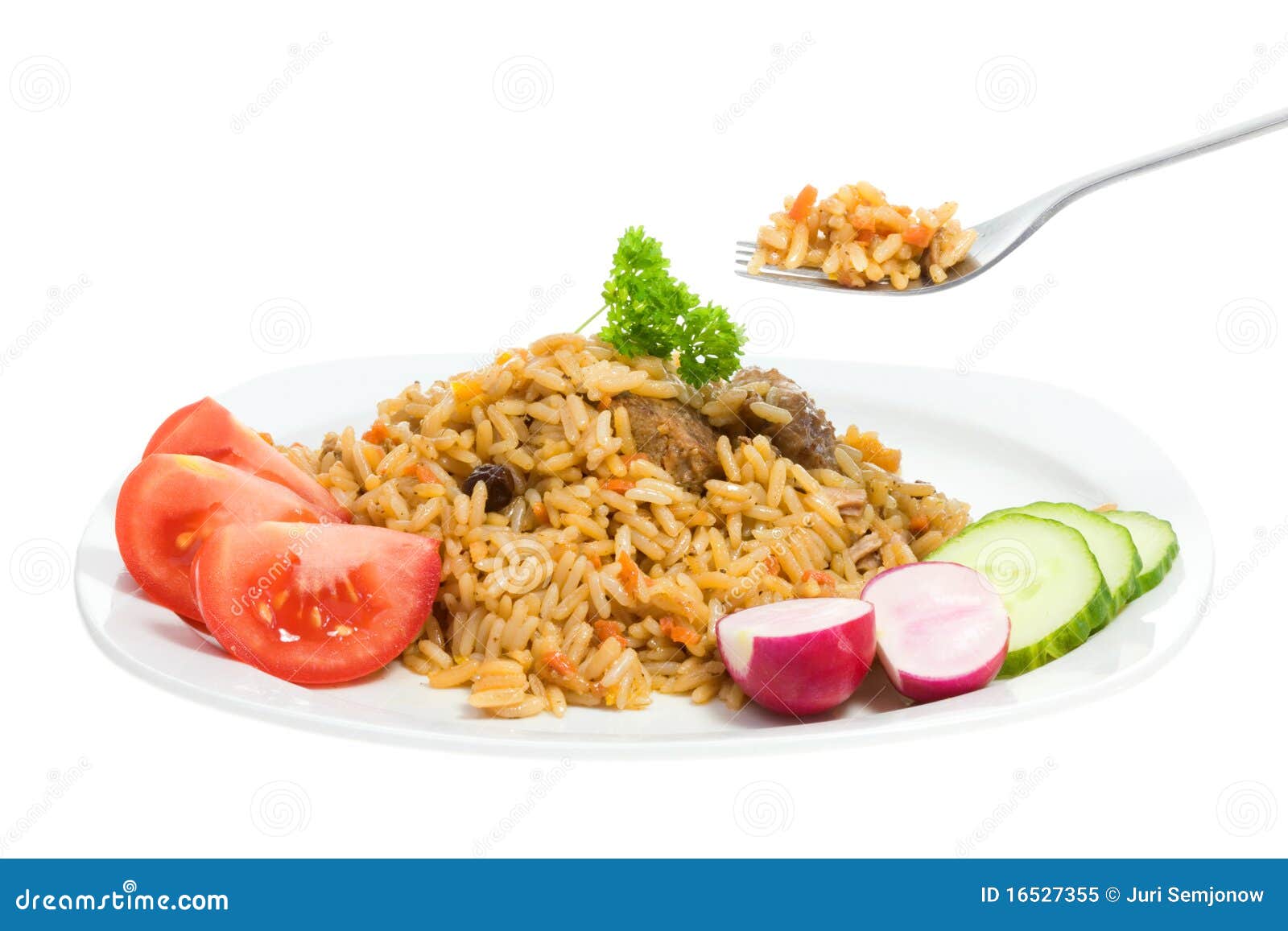 Plate of pilaf. stock image. Image of chicken, radish - 16527355