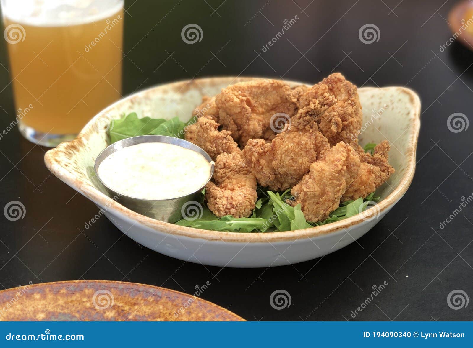 Popcorn Chicken With Tartar Sauce. A Traditional Recipe Of Deep Fried ...