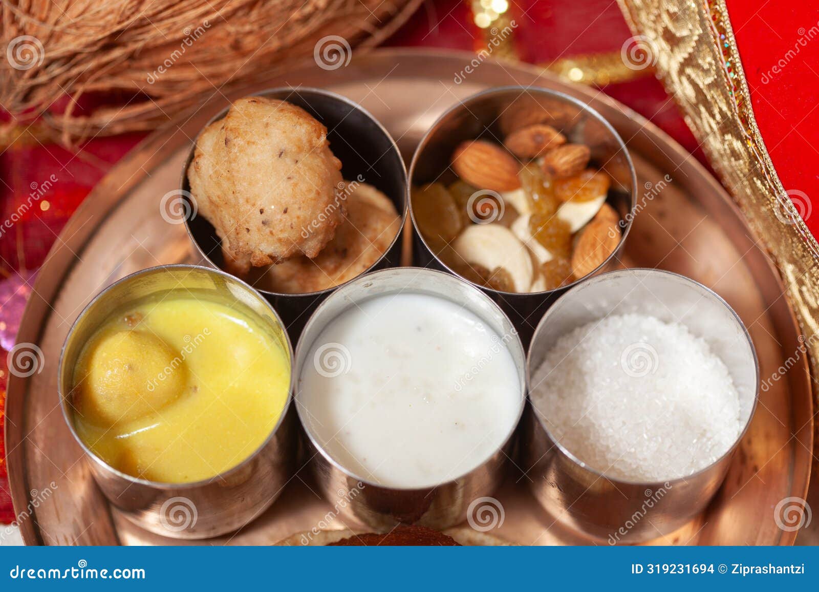 A Plate of Prasadam Ready for Indian Hindu Puja Stock Photo - Image of ...