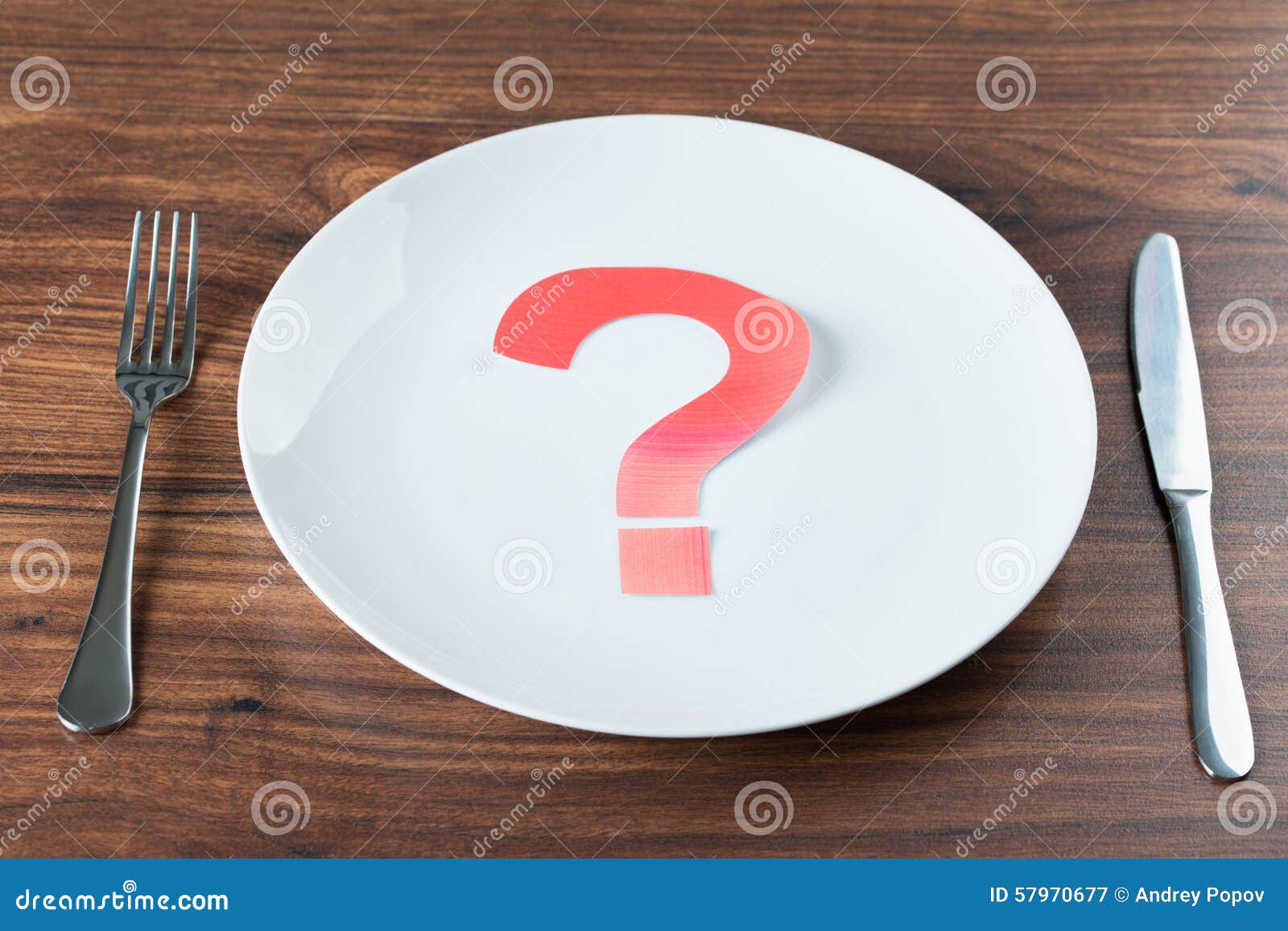 Plate with a Question Mark on Desk Stock Image - Image of knife, dining ...