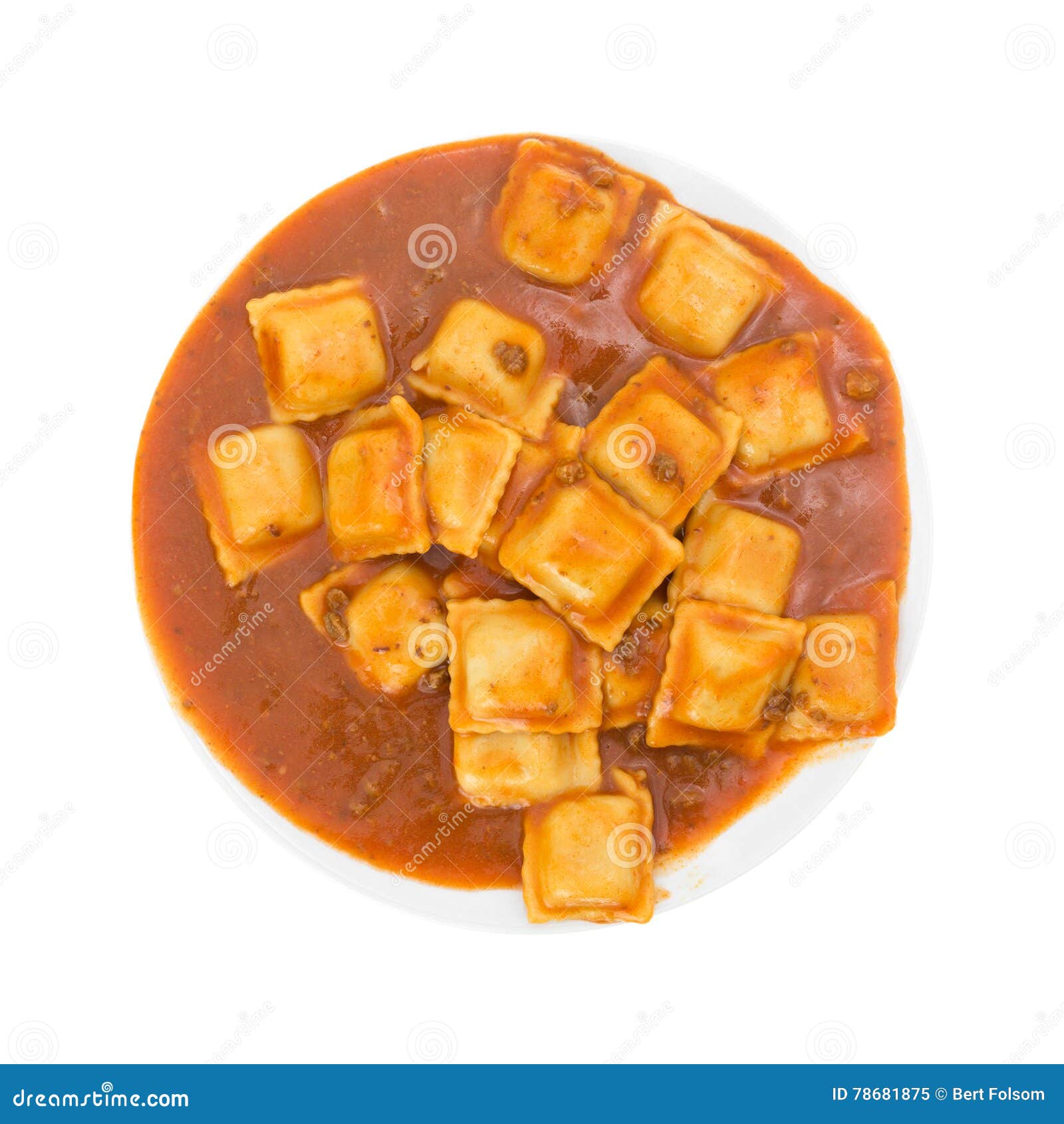Plate of Ravioli on a White Background Top View. Stock Image - Image of ...