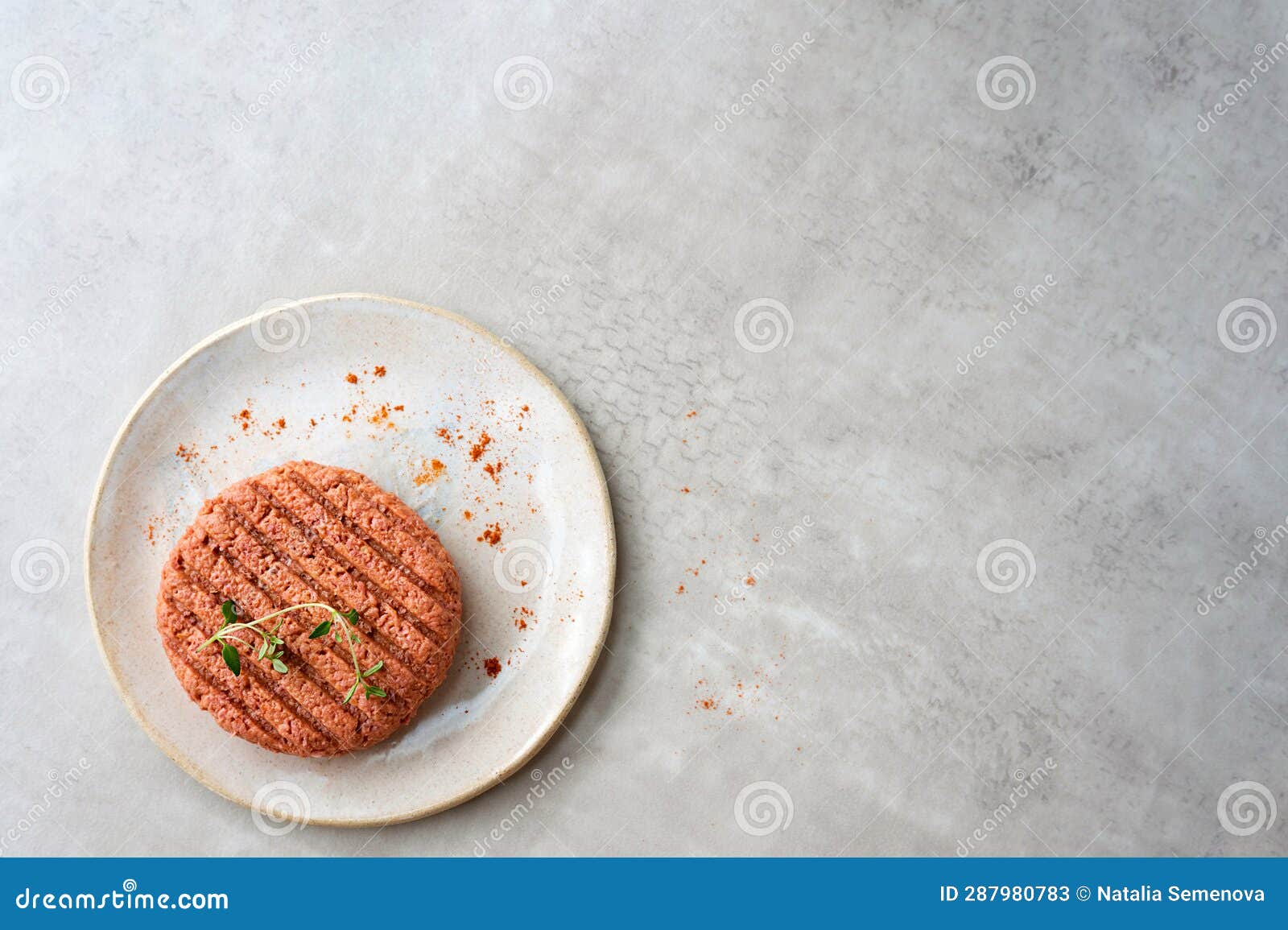 Plate with Raw Plant-based Meat Burger in the Package Stock Image ...