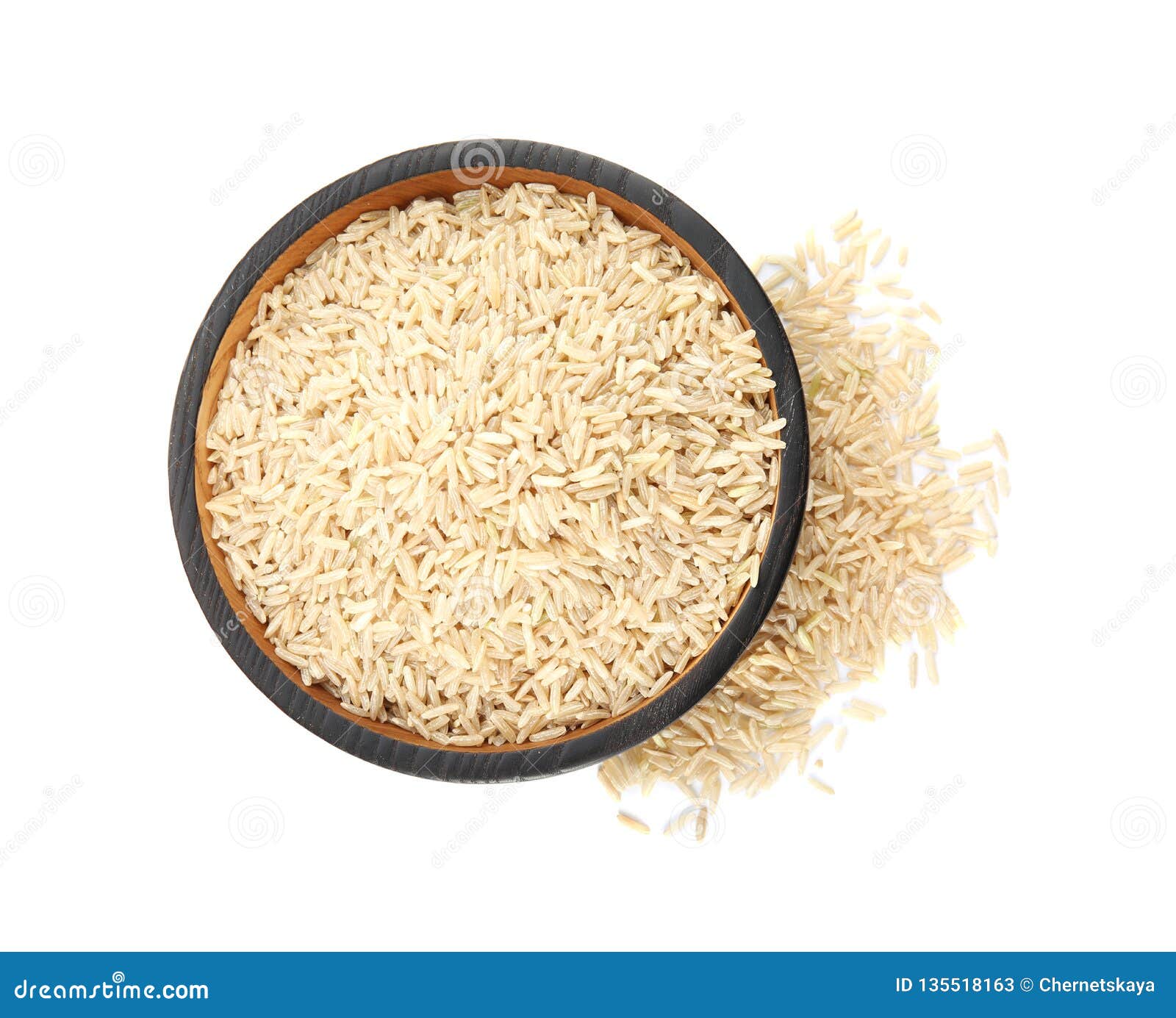 Plate with Raw Unpolished Rice on White Background Stock Image - Image ...