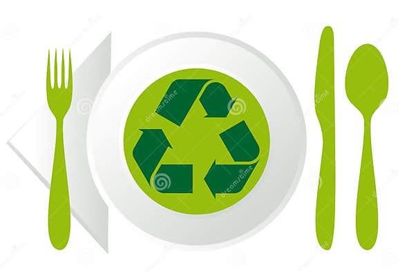 Plate with Recycling Symbol Stock Vector - Illustration of environment ...