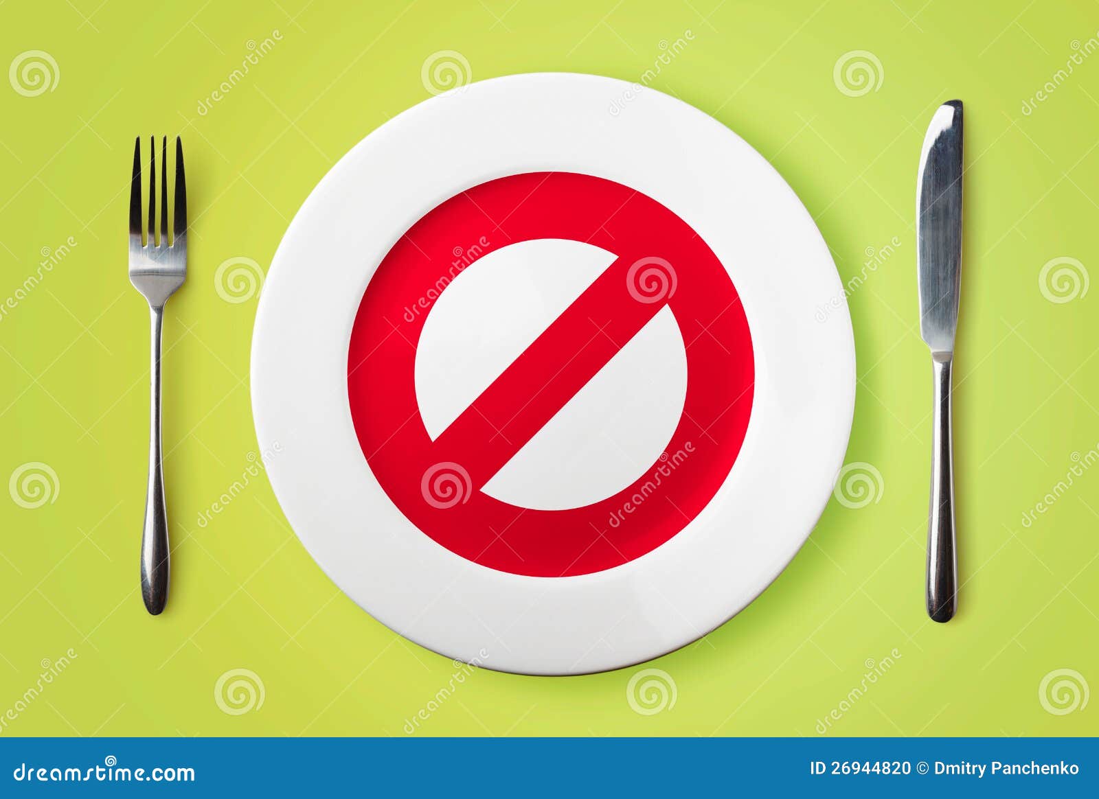 Plate with Restricted Red Sign Stock Photo - Image of eating, food ...