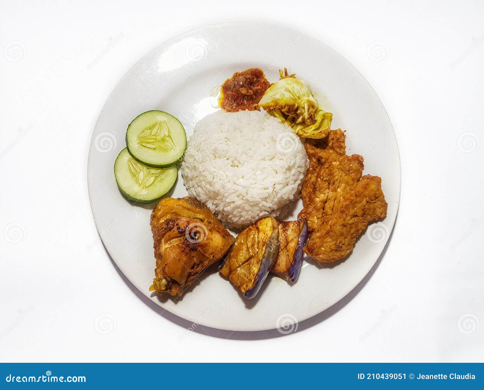 A Plate of Rice with Assortment of Any Side Dish Stock Image - Image of ...