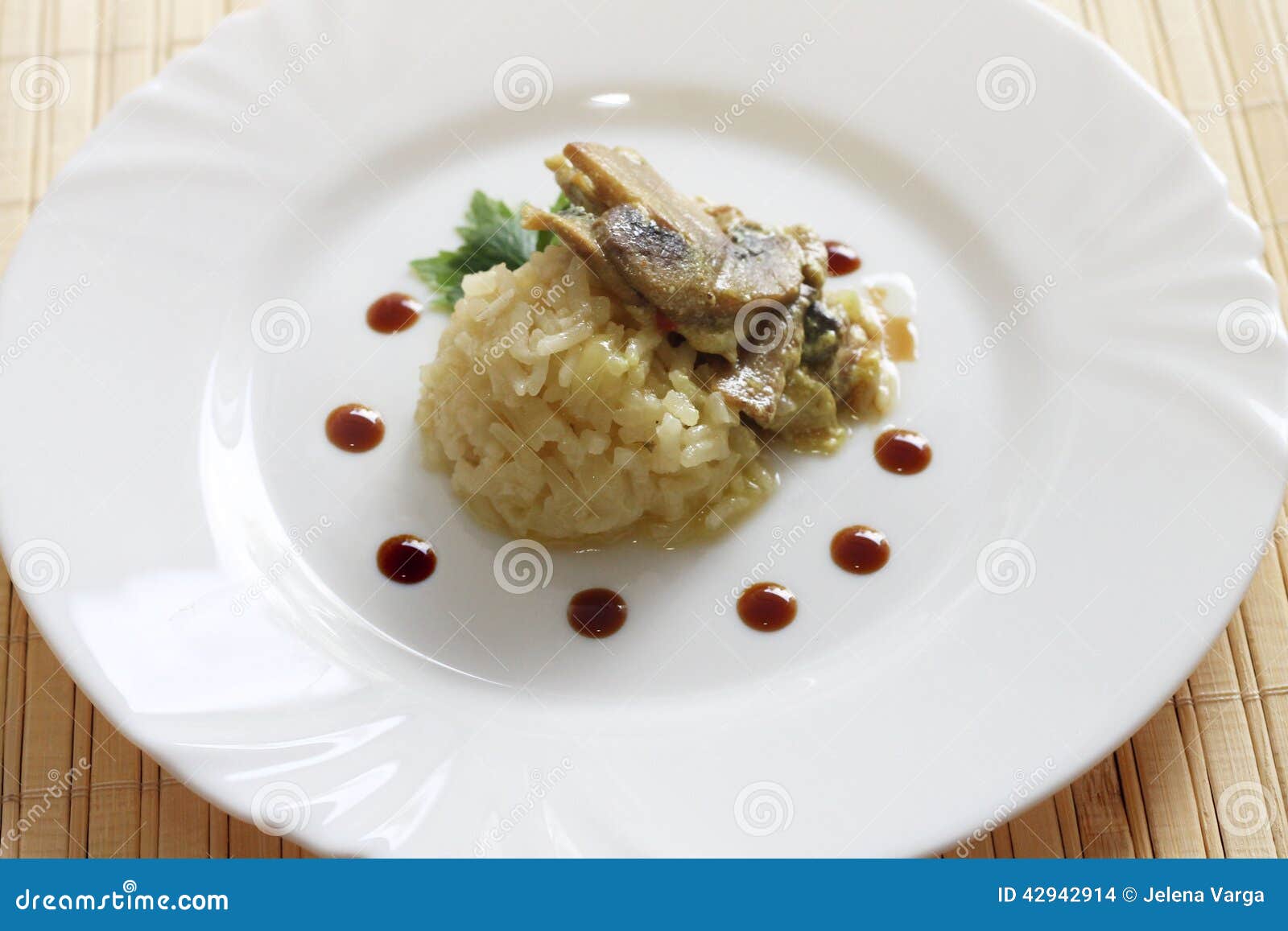 A Plate of Rice in Combination with Mushrooms Stock Photo - Image of ...