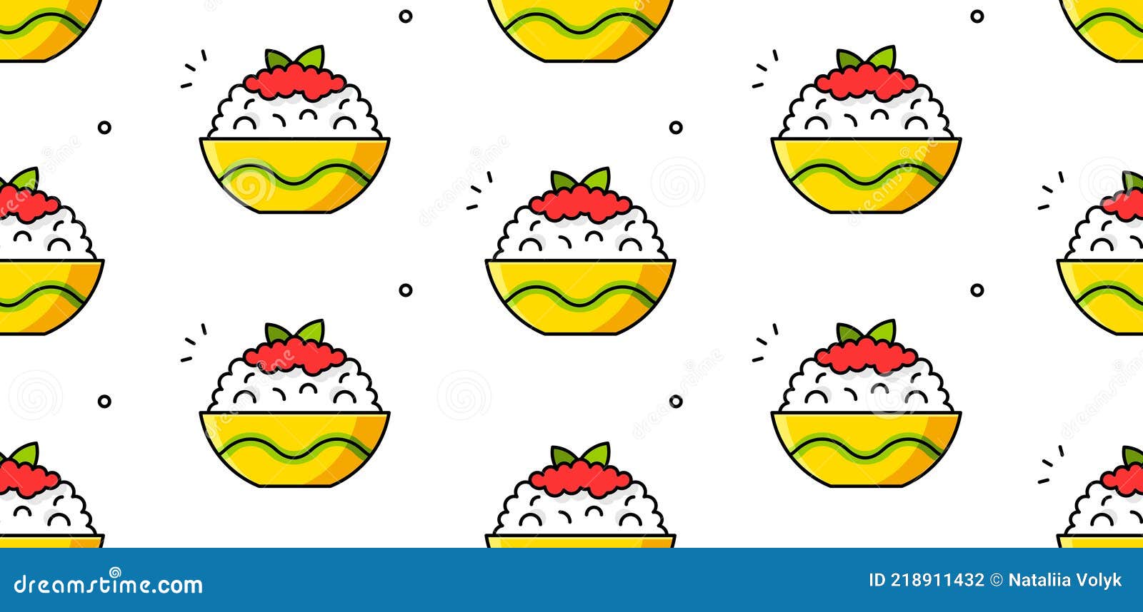 Plate of Rice Seamless Pattern Stock Vector - Illustration of healthy ...