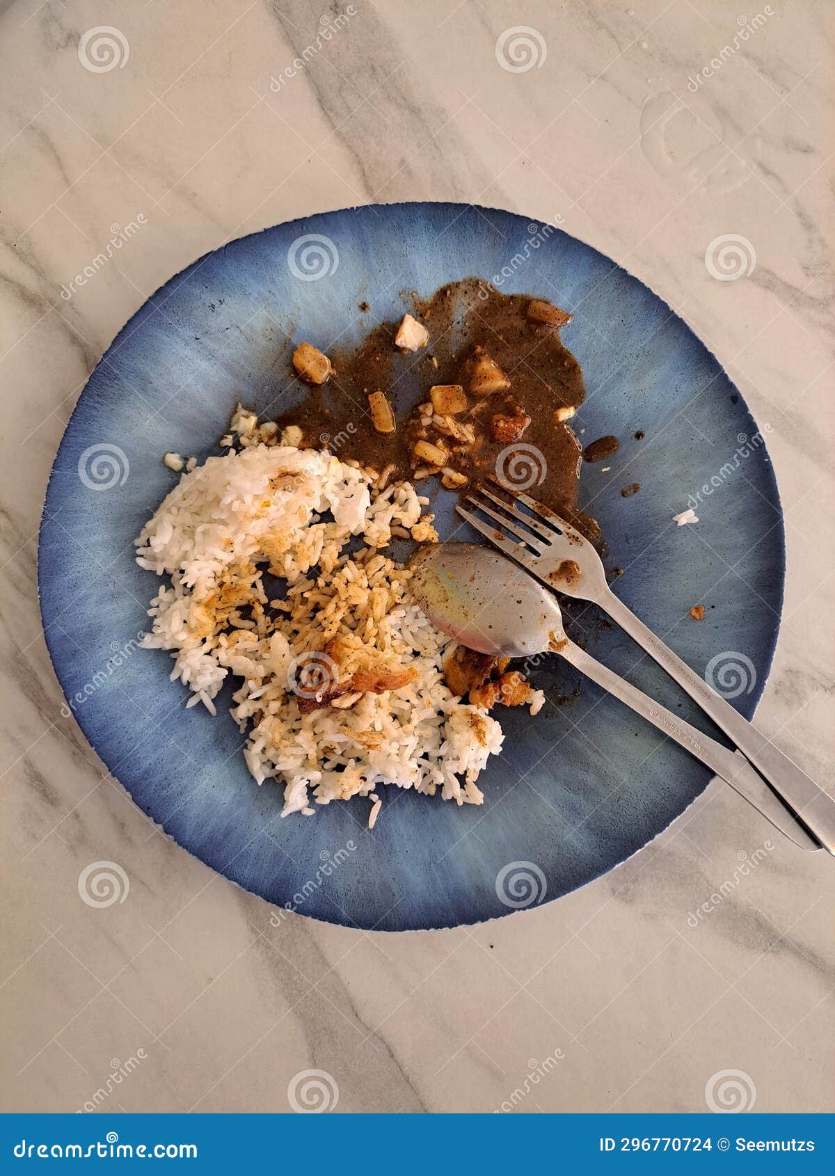 Plate with Rice that Wasn& X27;t Finished Eating Stock Photo - Image of ...