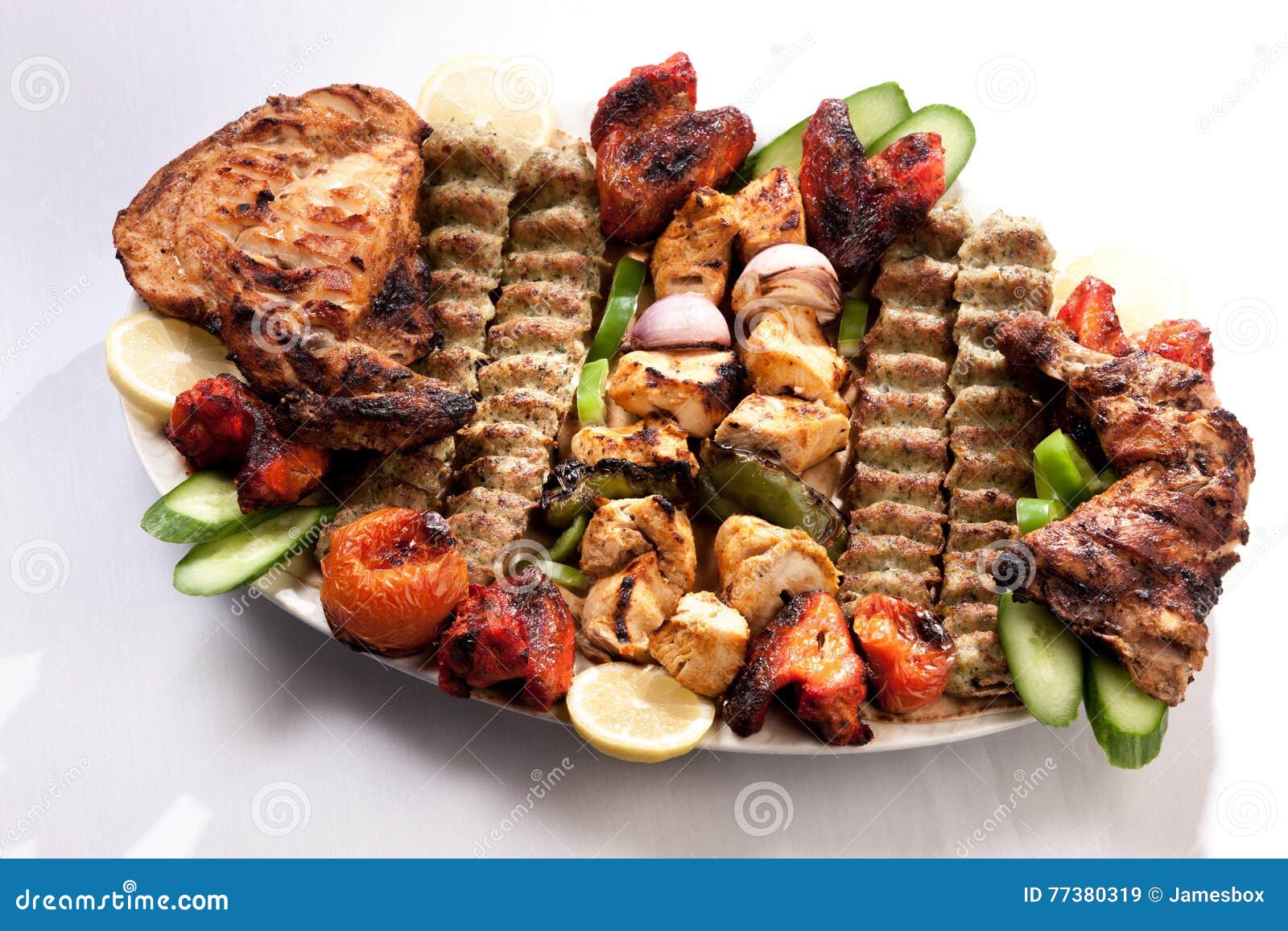 Plate of roasted meat stock image. Image of grilled, freshness - 77380319