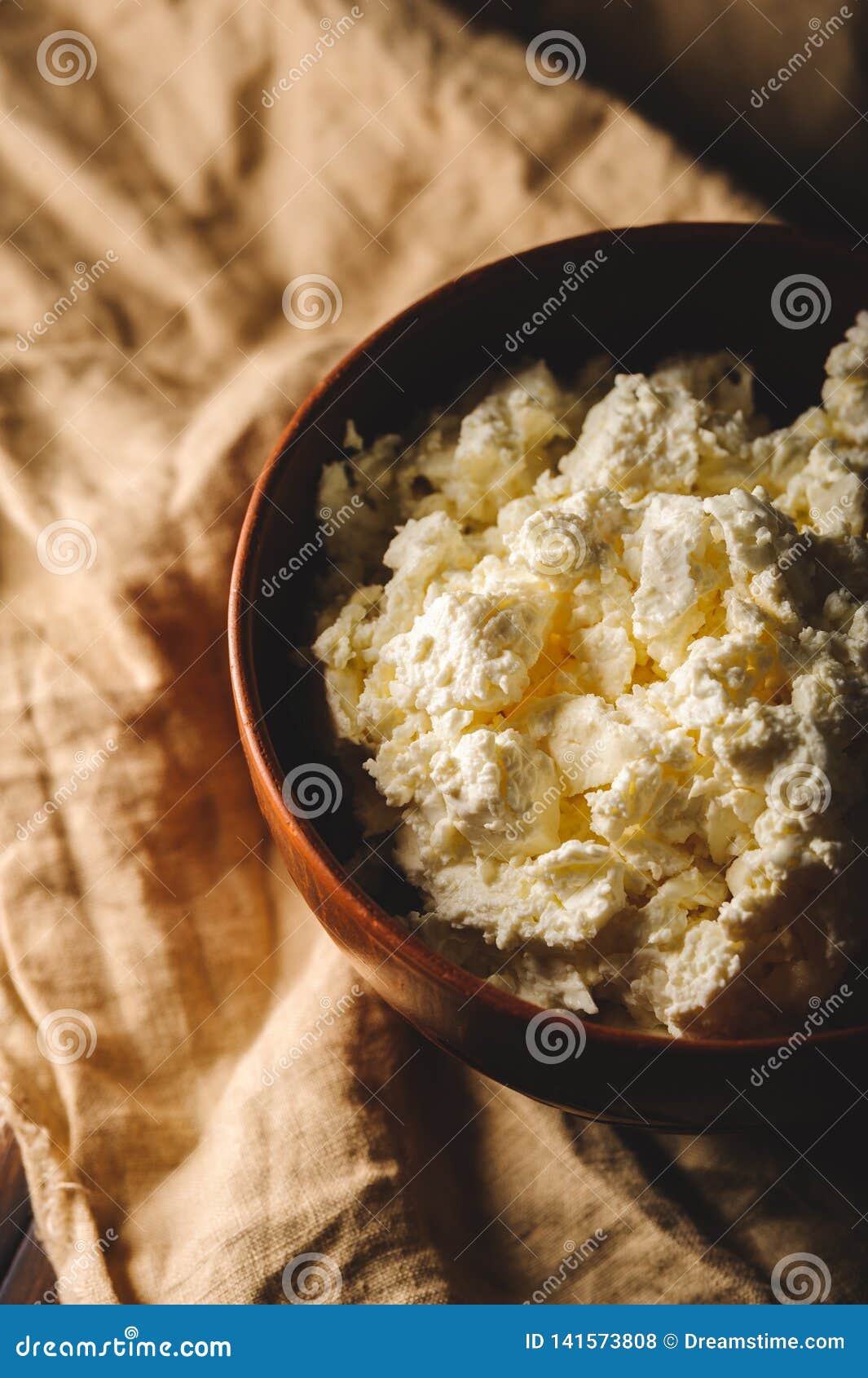 Plate with Rustic Cottage Cheese Close-up Stock Photo - Image of berry ...