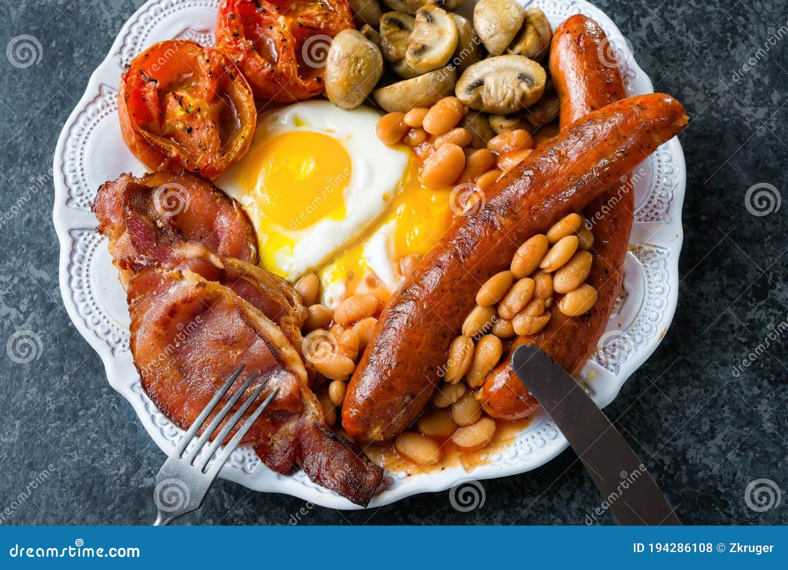 Plate of Rustic Full English Breakfast Stock Photo - Image of full ...