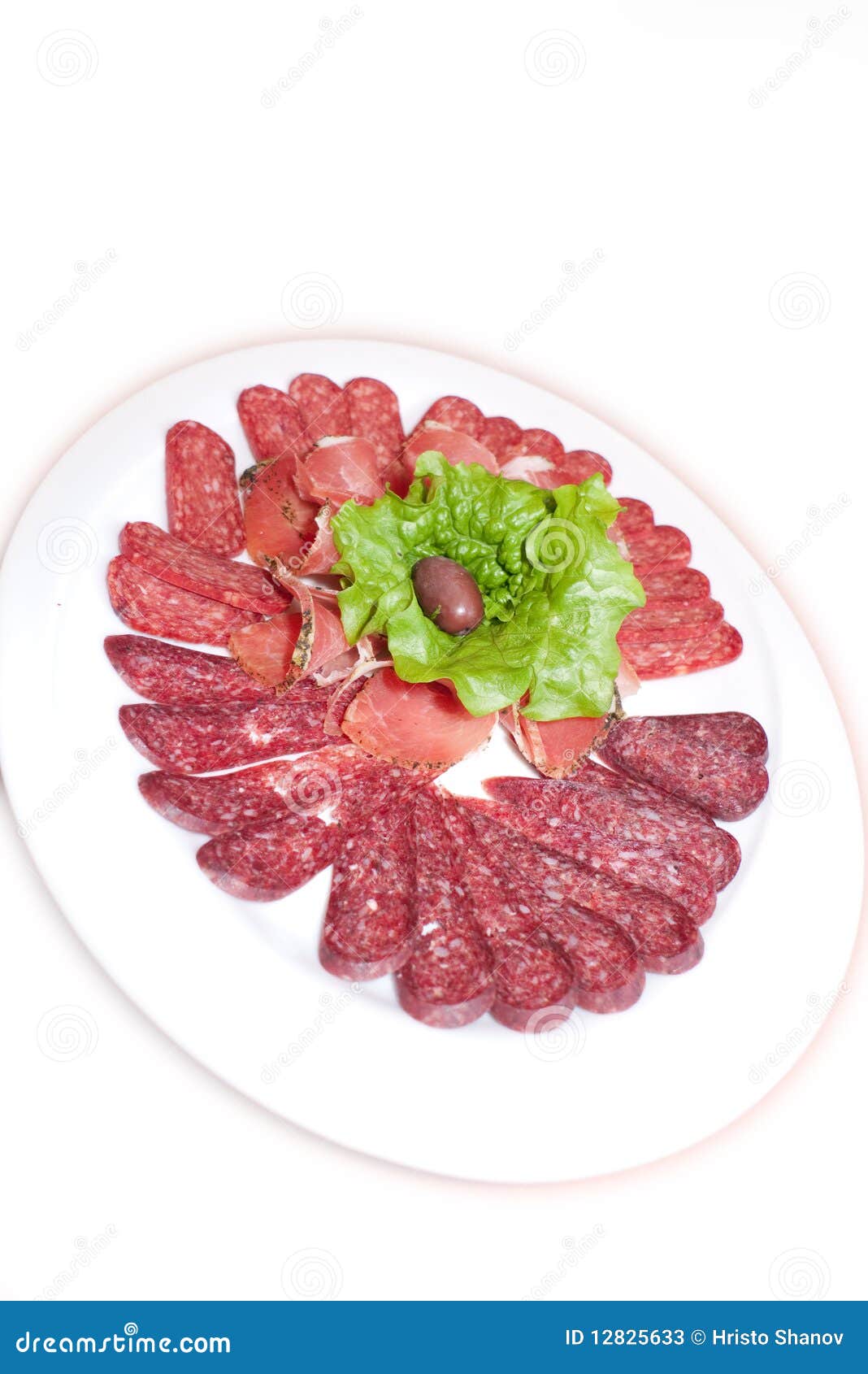 Plate with salami stock image. Image of isolated, background - 12825633