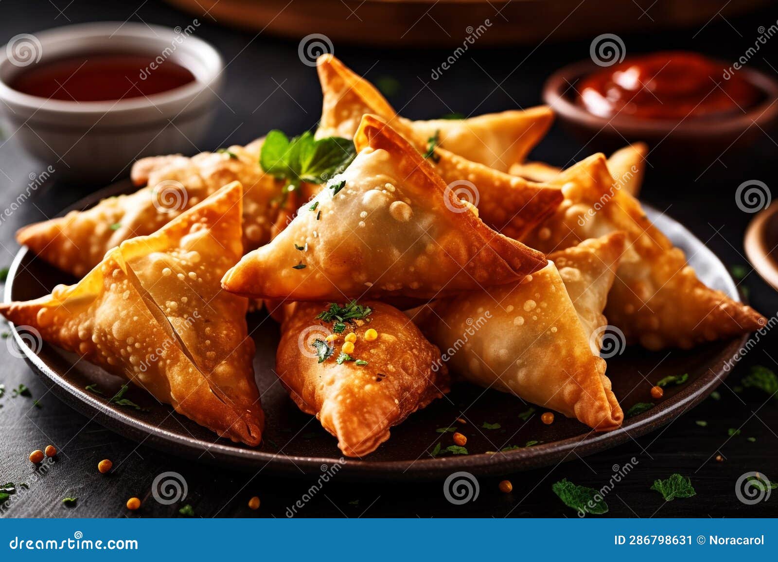 Asian Samosas. Indian Bread. Caucasian Flatbread. Vector Illustration ...