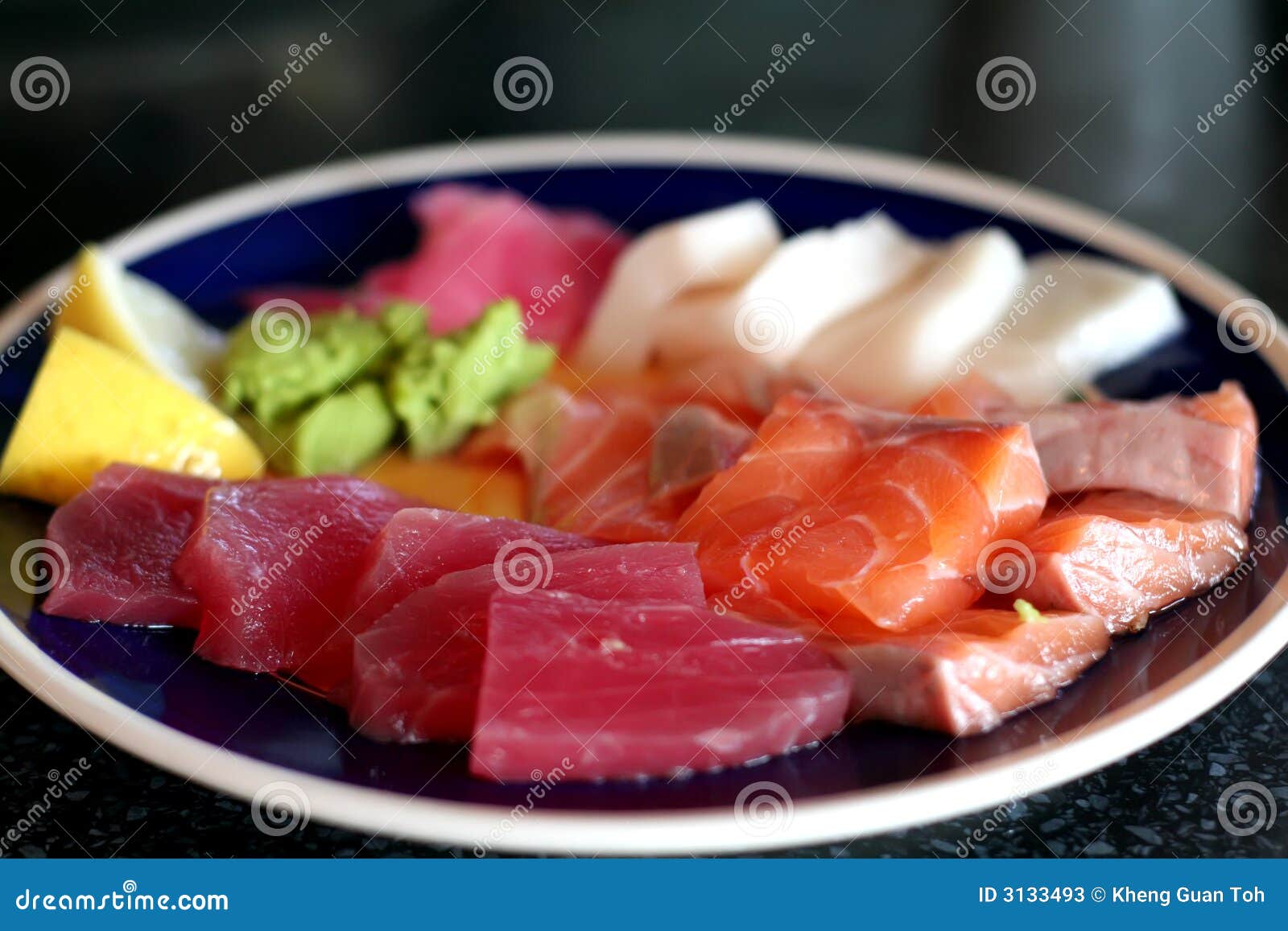 Plate of sashimi stock image. Image of meal, sushi, lemon - 3133493
