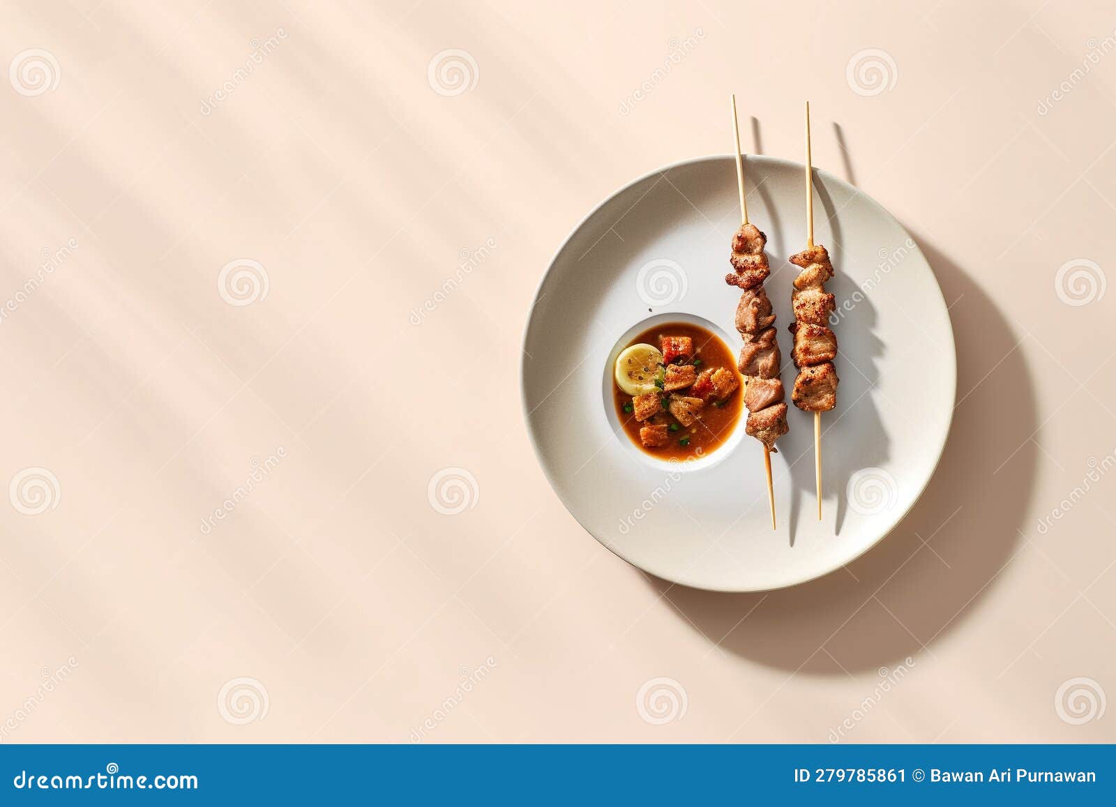 A Plate of Satay on a Simple Background, Generative AI Stock ...