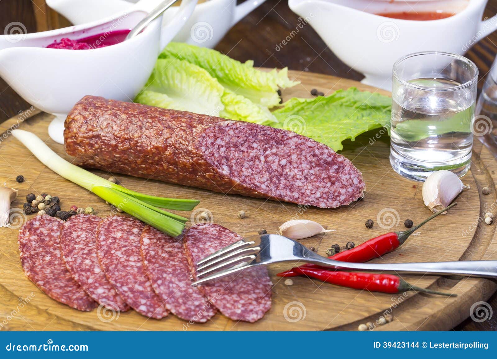 Plate with sausage stock photo. Image of slice, fresh - 39423144