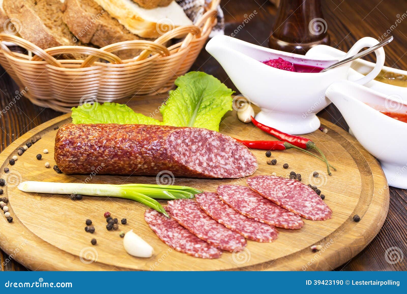 Plate with sausage stock photo. Image of pork, herbs - 39423190
