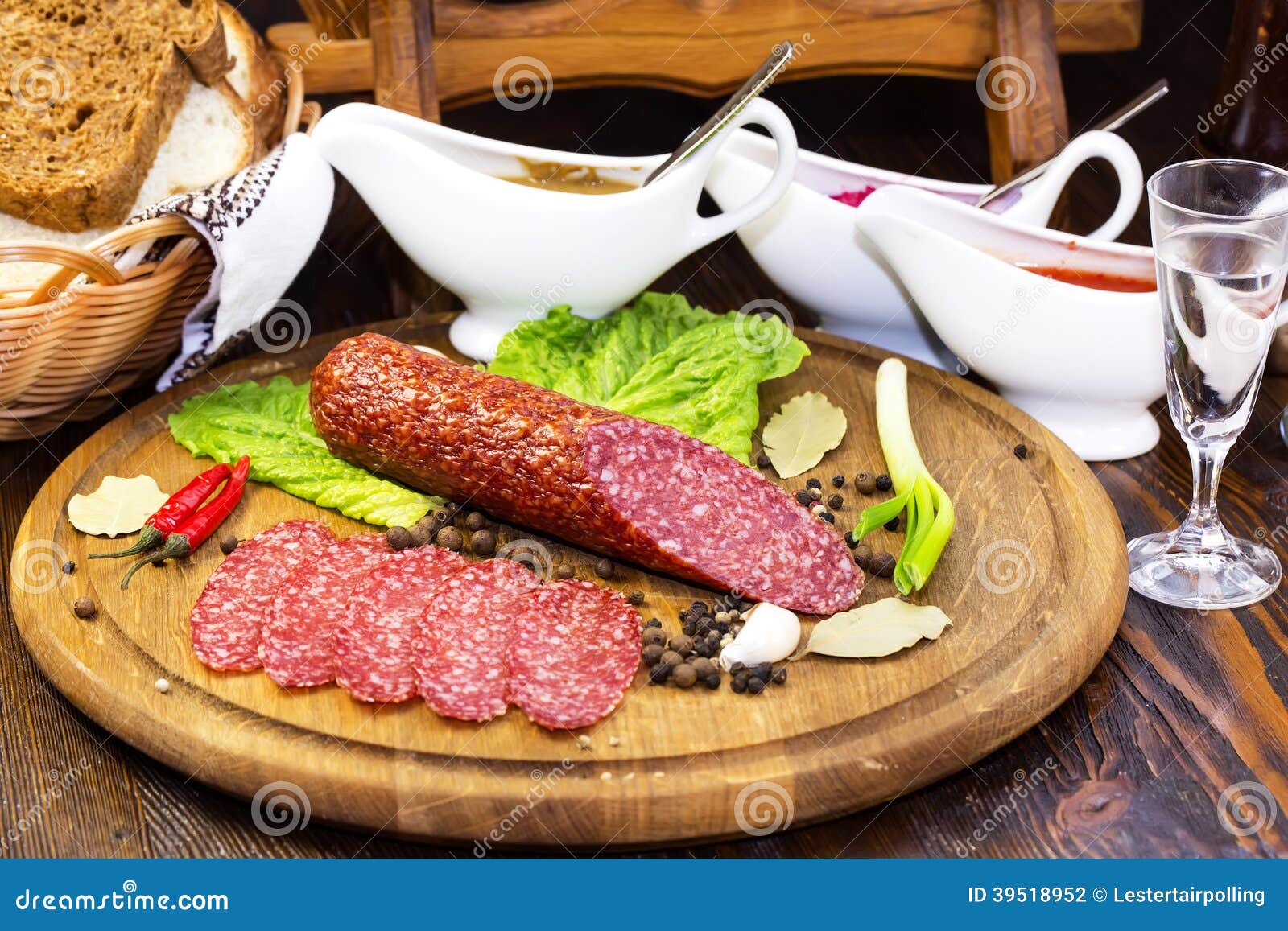 Plate with sausage stock photo. Image of assortment, board - 39518952